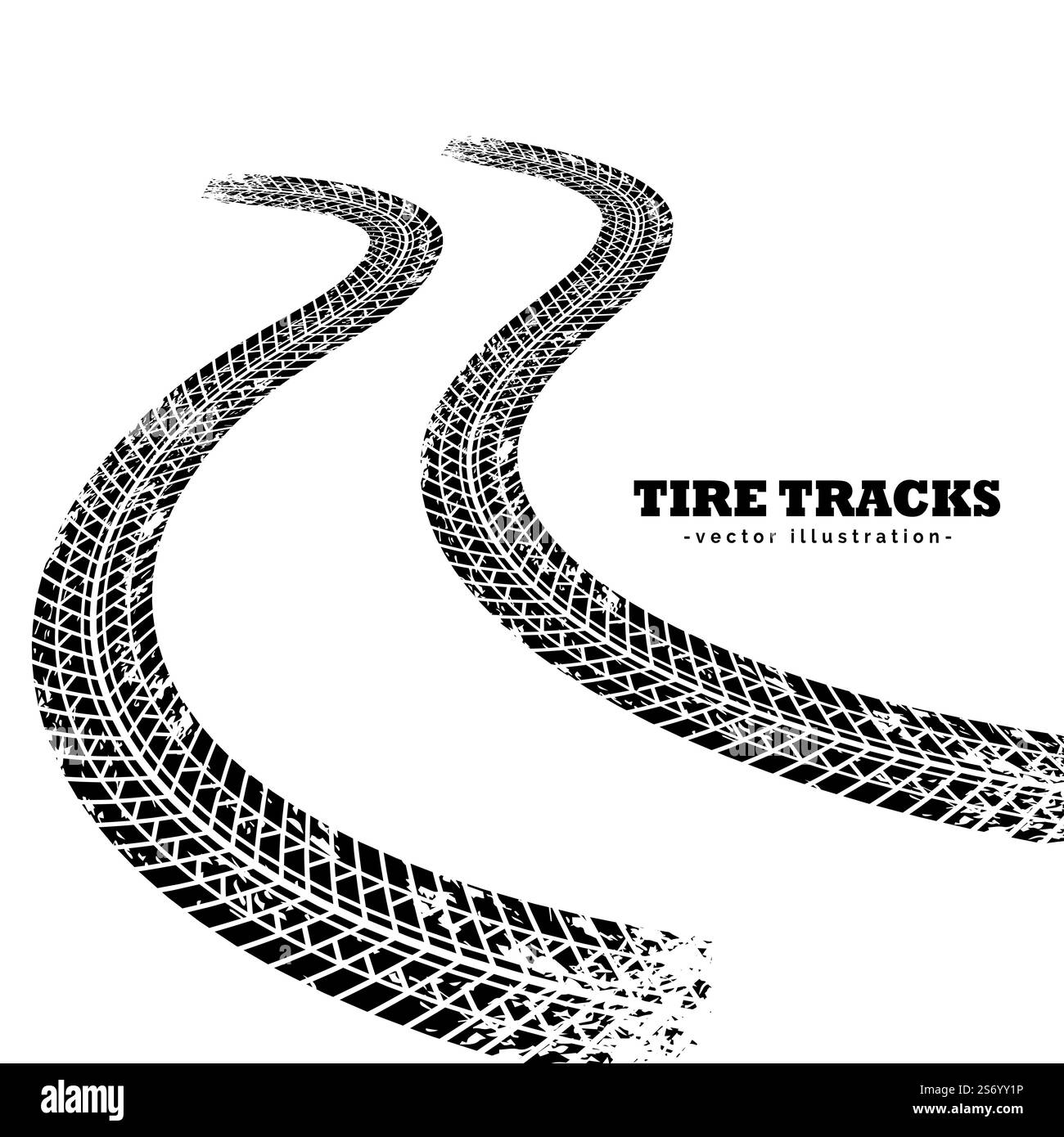 road tire tracks on white background in perspective Stock Vector Image ...