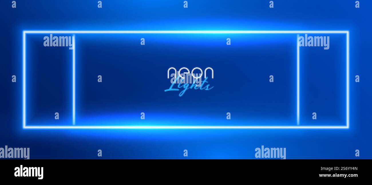 blue neon rectangle frame background design Stock Vector Image & Art ...