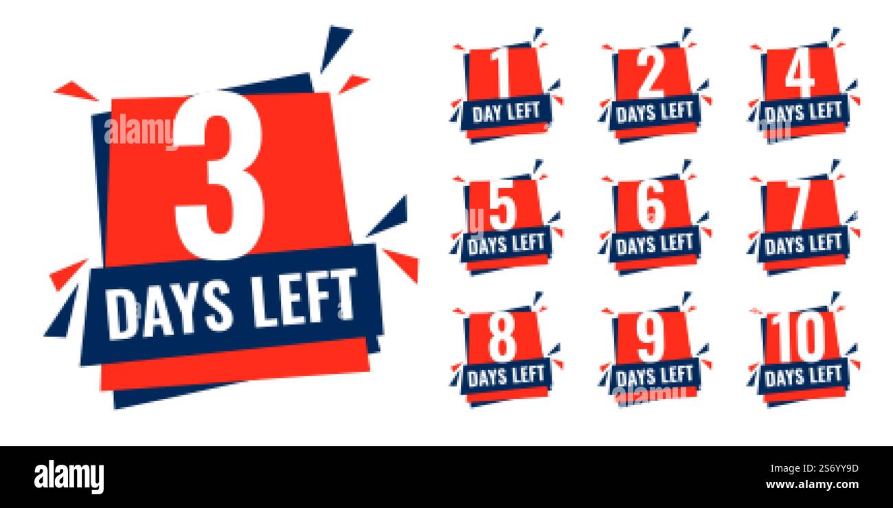 Number Of Days Left Countdown Timer Banner In Flat Style Stock Vector