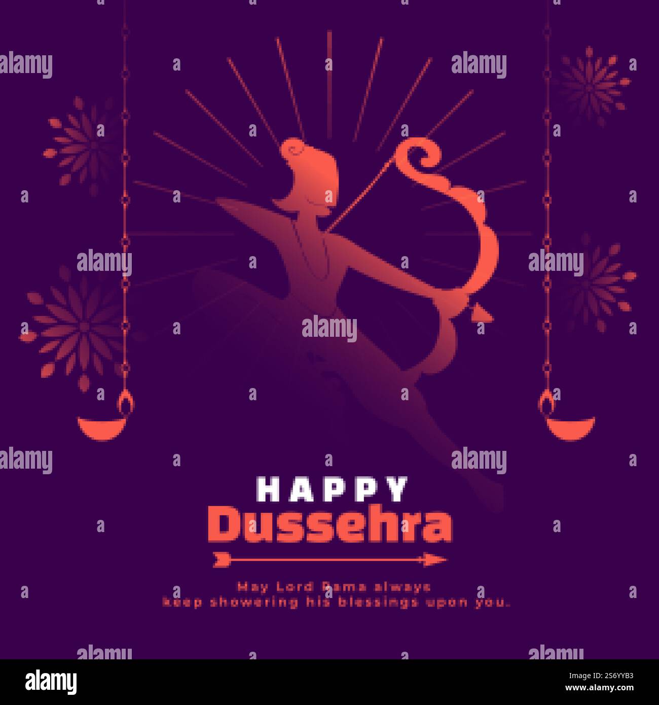happy dussehra greeting card with lord rama with diya Stock Vector ...