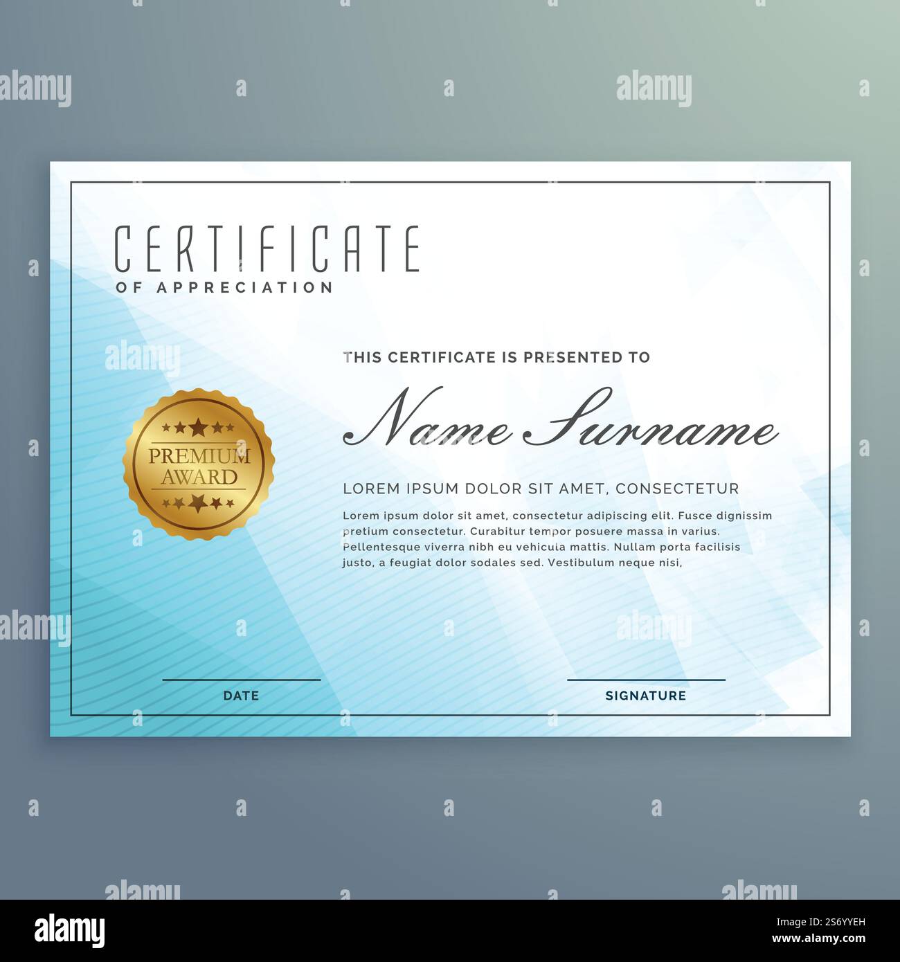 vector diploma certificate design with blue modern shapes Stock Vector ...