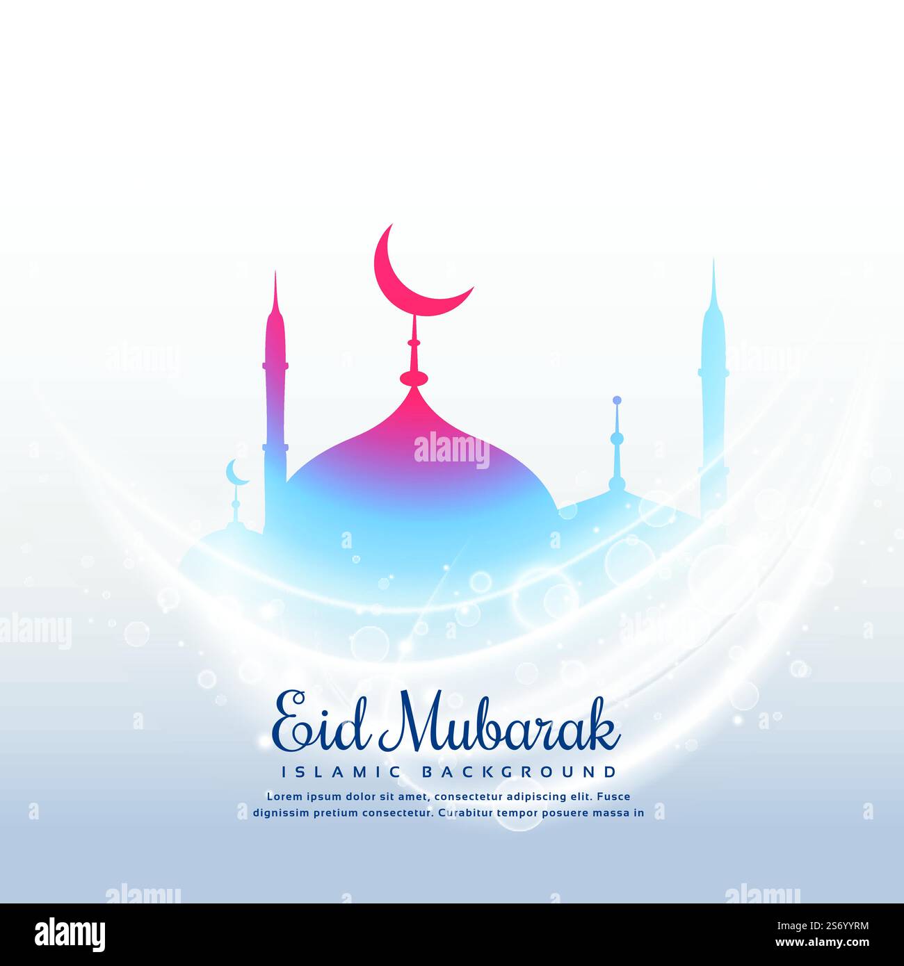 awesome eid festival background with mosque and light effect Stock ...