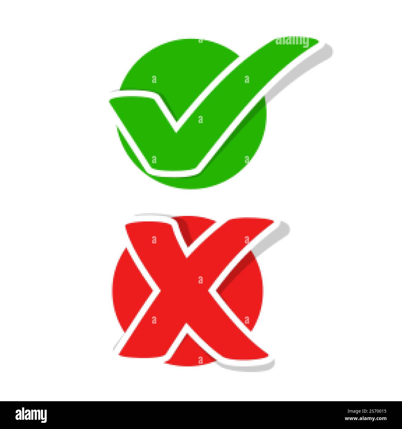 flat check mark and cross stickers Stock Vector Image & Art - Alamy