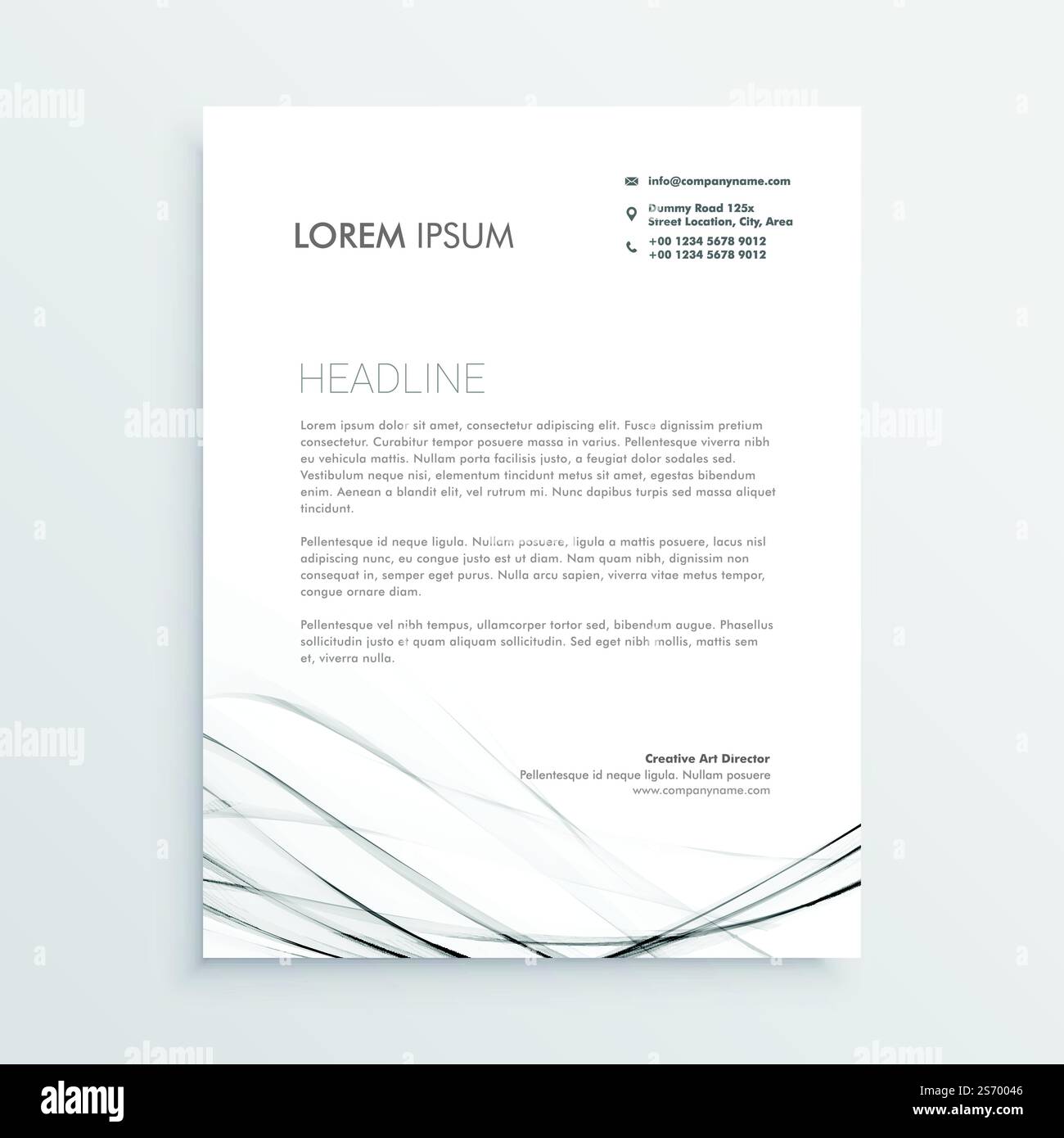 minimal letterhead design with gray wavy shape Stock Vector Image & Art ...