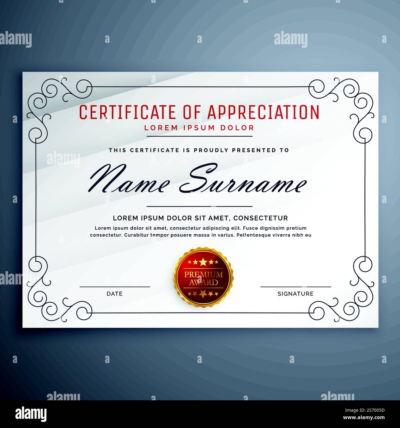 certificate design template with decorative border Stock Vector Image ...