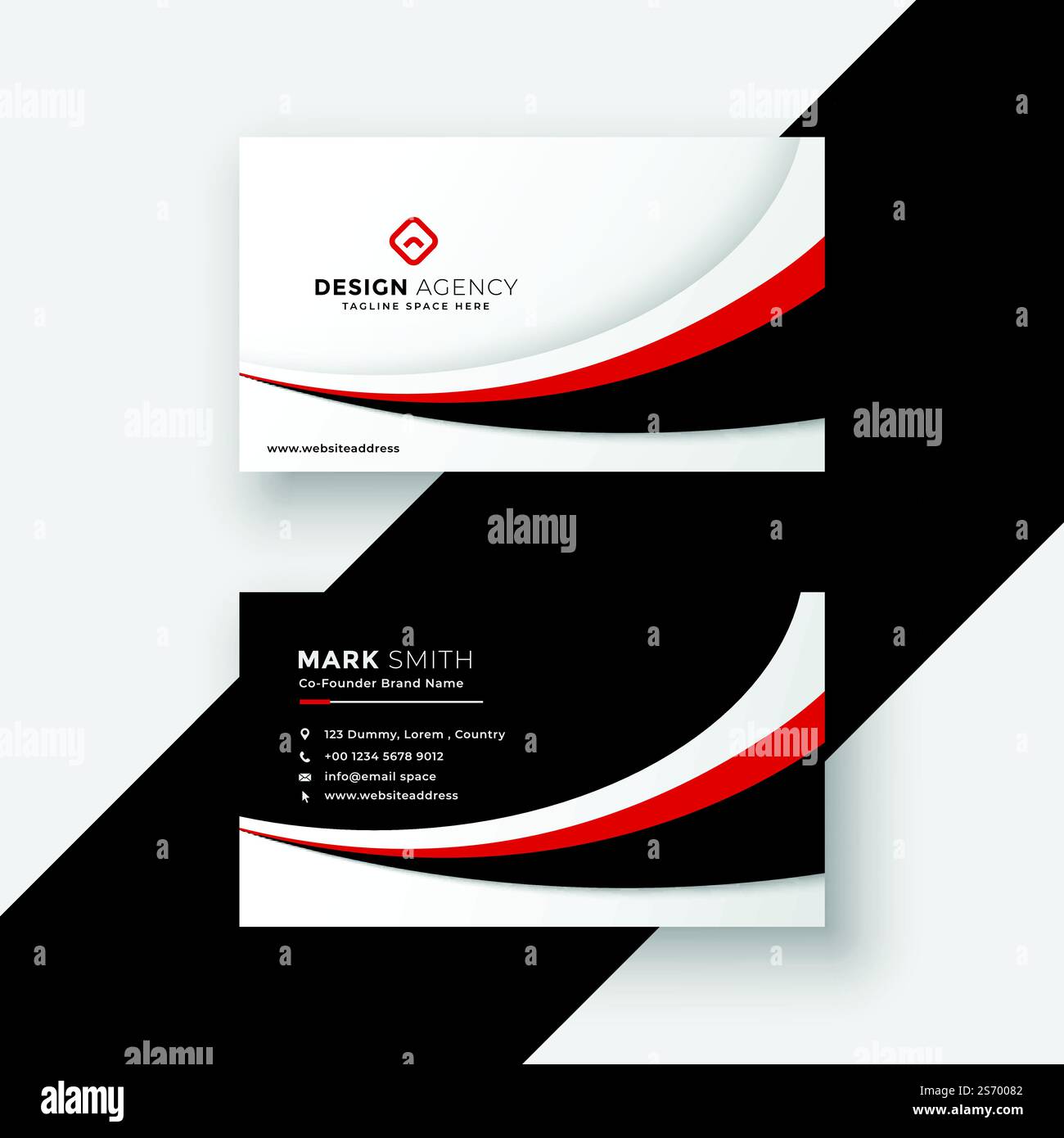 abstract red wavy business card design Stock Vector Image & Art - Alamy