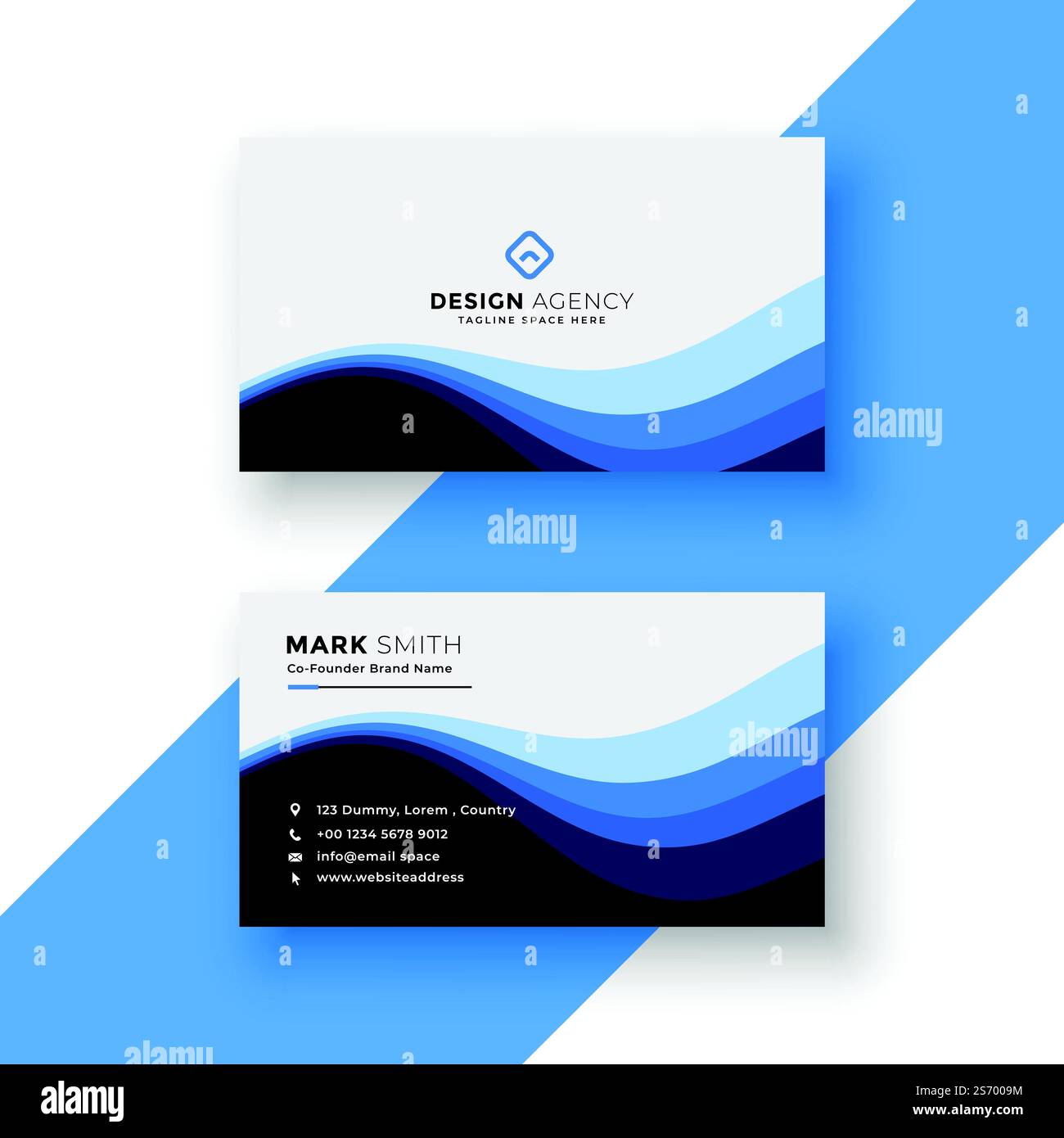 creative blue wavy business card design Stock Vector Image & Art - Alamy