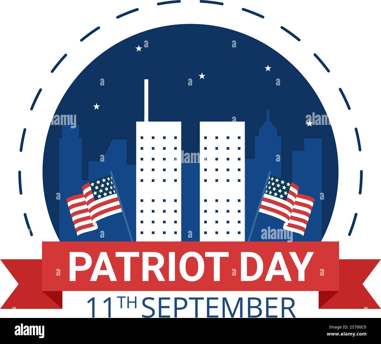 Patriot Day USA Celebration Hand Drawn Cartoon Flat Illustration with ...