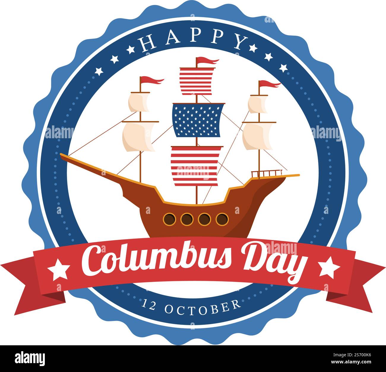 Happy Columbus Day National Holiday Hand Drawn Cartoon Illustration ...