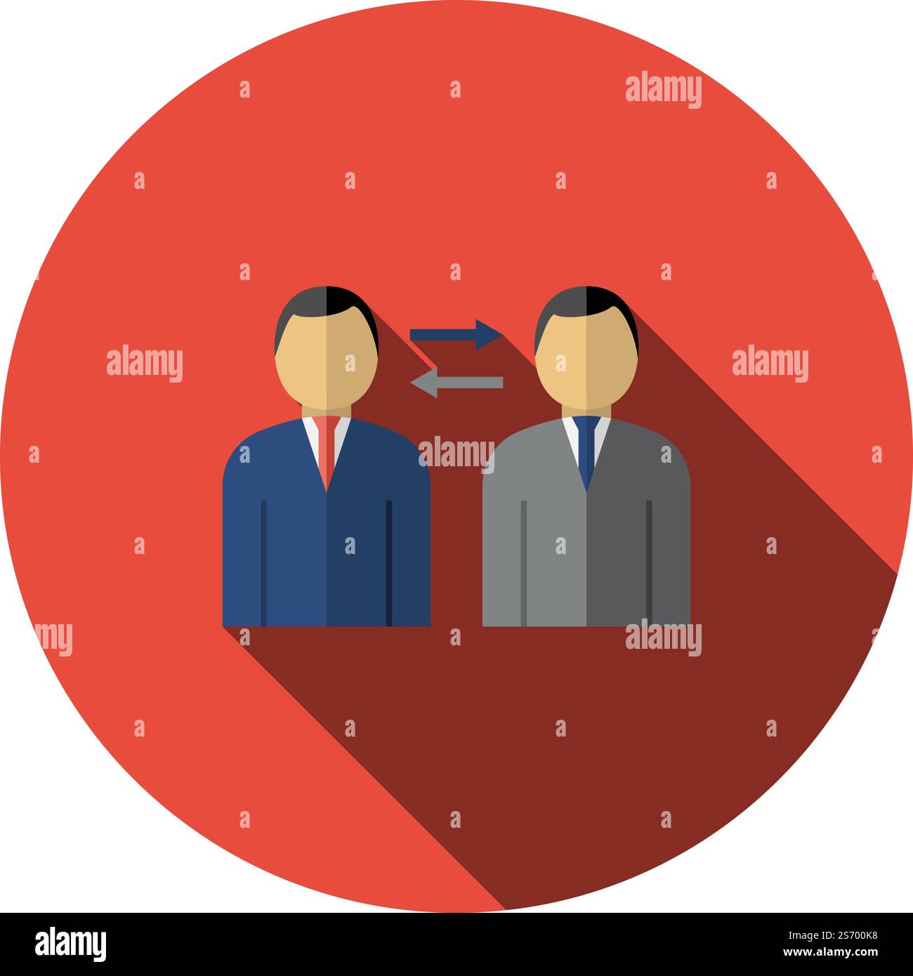 Corporate Interaction Icon. Flat Circle Stencil Design With Long Shadow ...