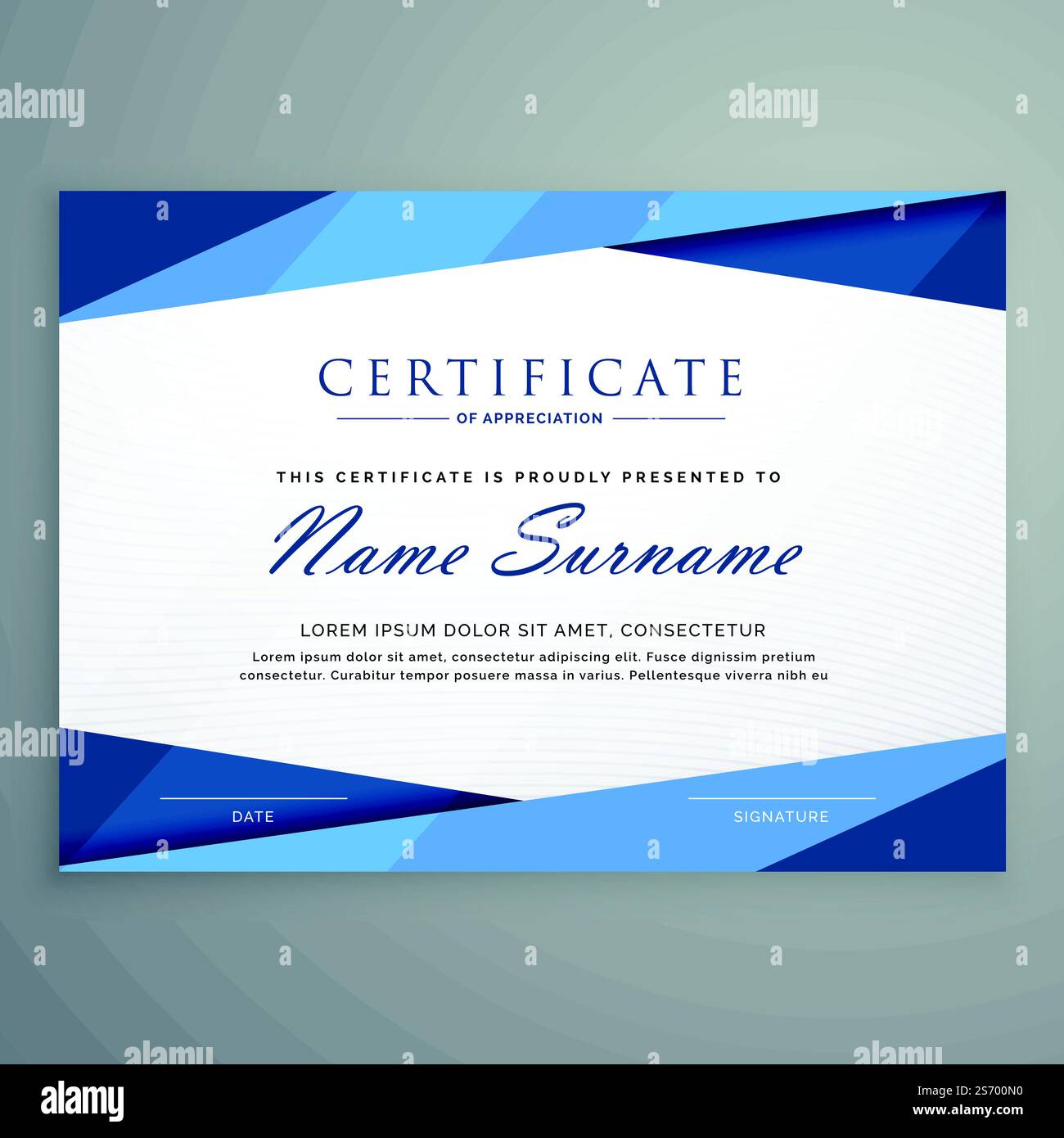 modern blue triangle certificate template Stock Vector Image & Art - Alamy