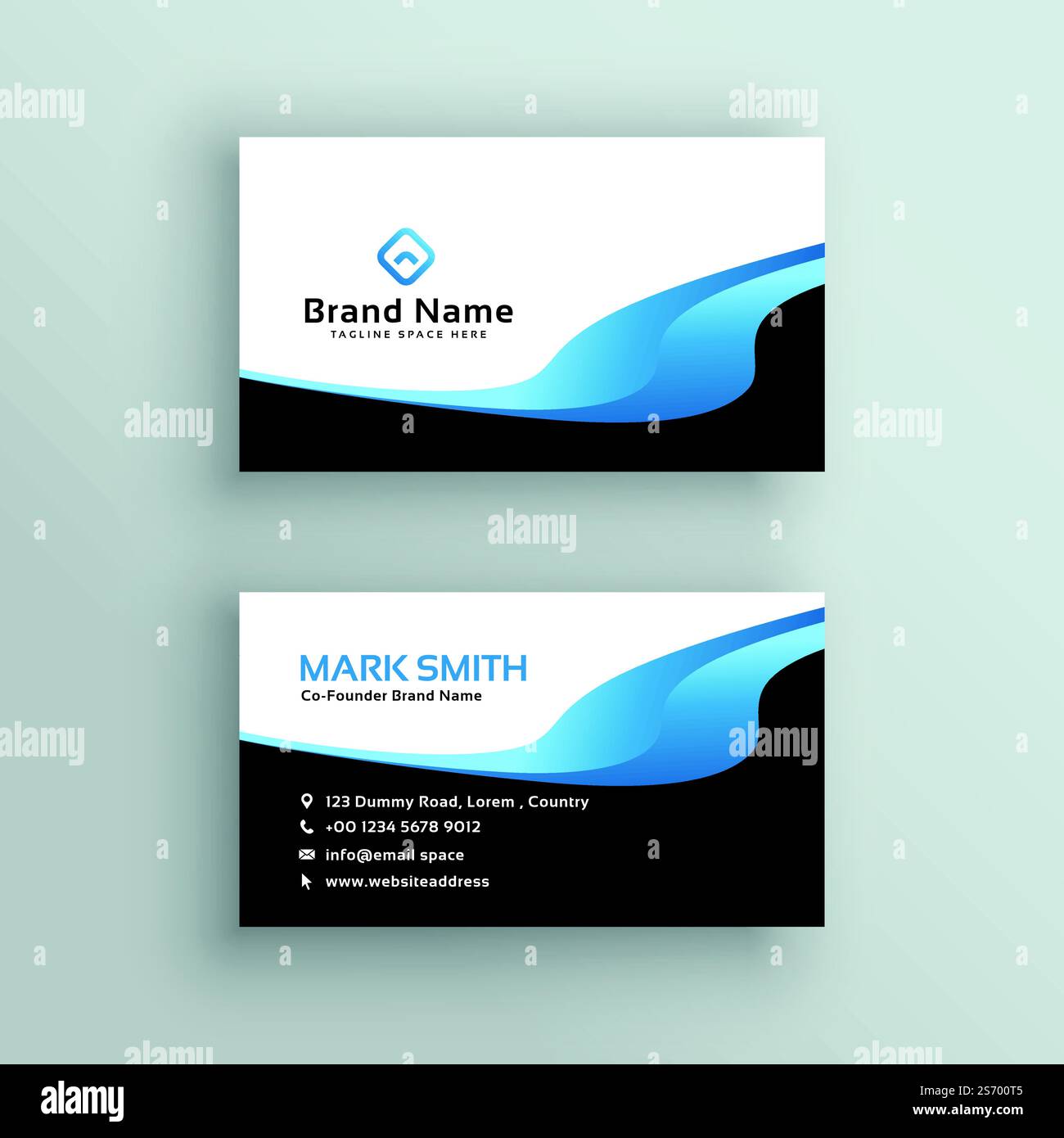 Professional blue wave business card template Stock Vector Image & Art ...