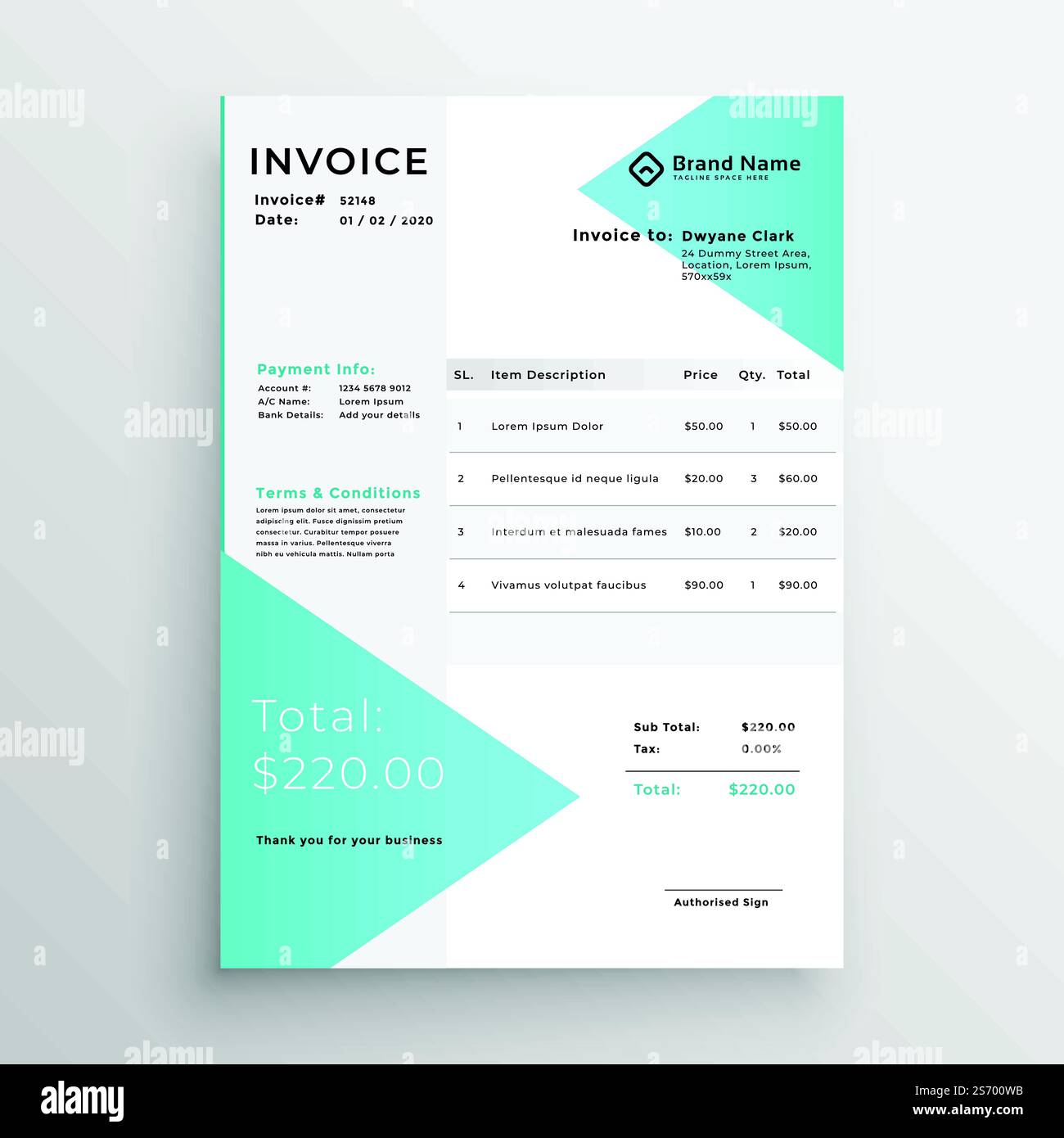 creative light blue invoice template design Stock Vector Image & Art ...