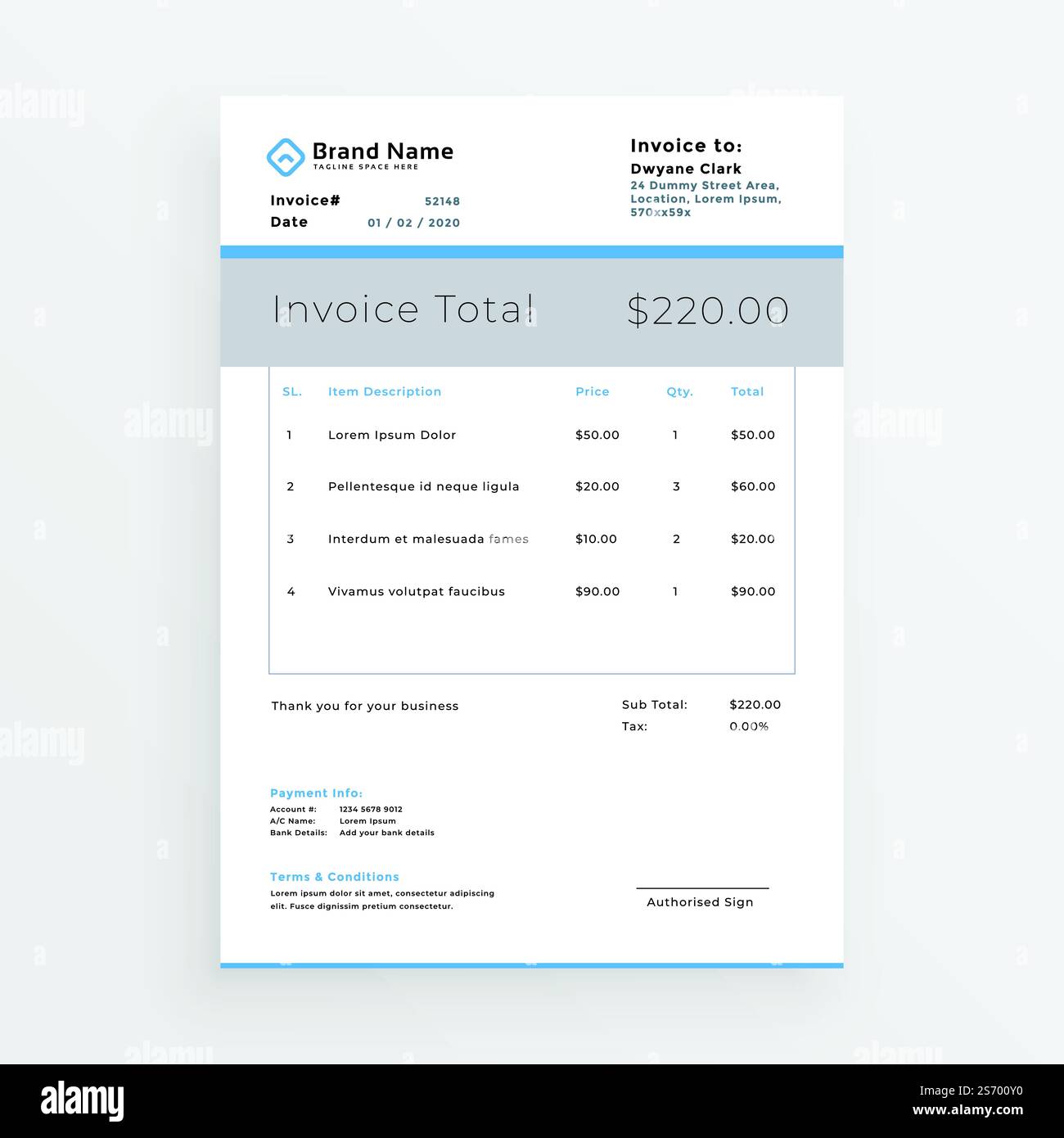 minimal style invoice template design Stock Vector Image & Art - Alamy