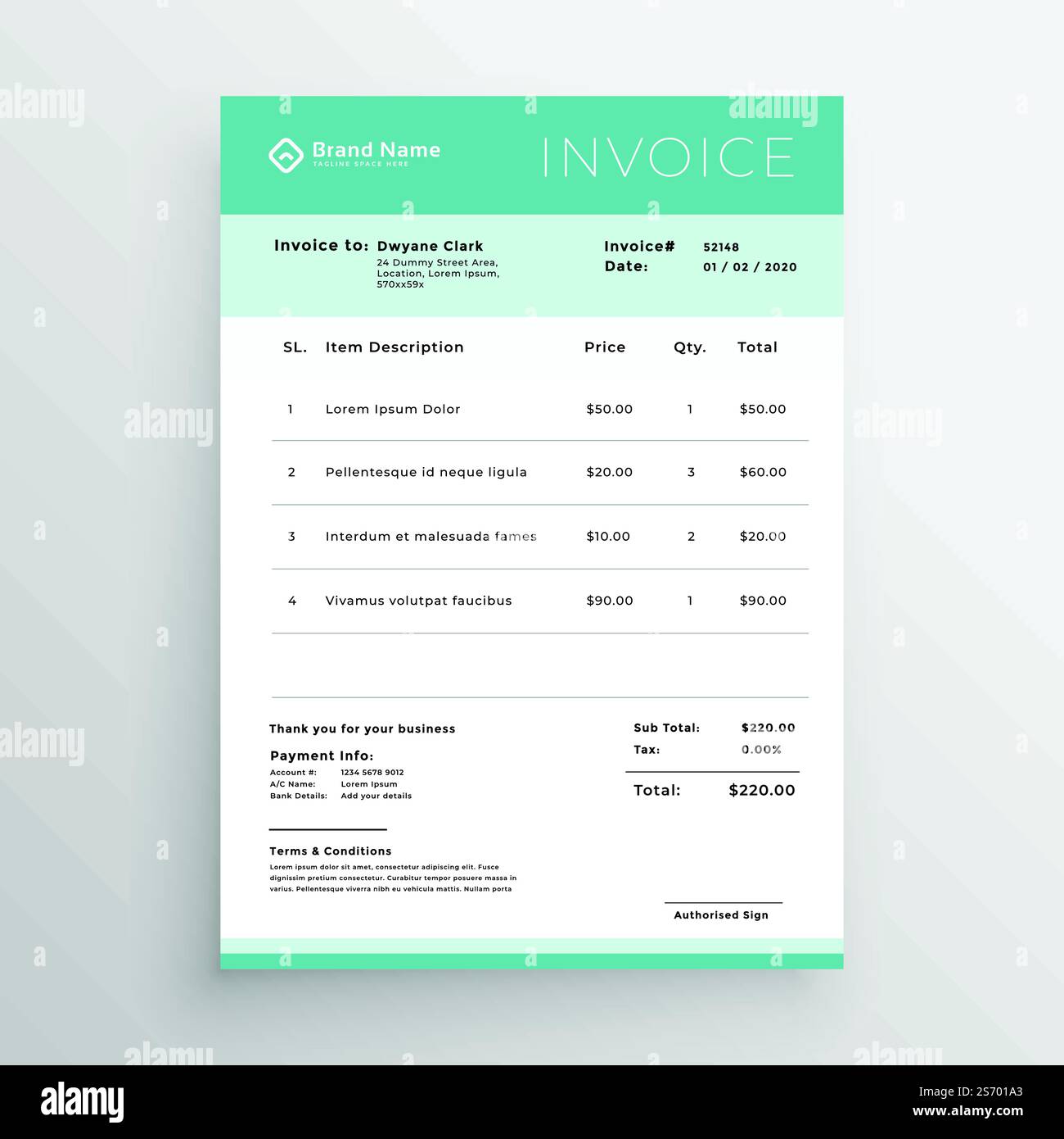 minimal invoice template vector design Stock Vector Image & Art - Alamy