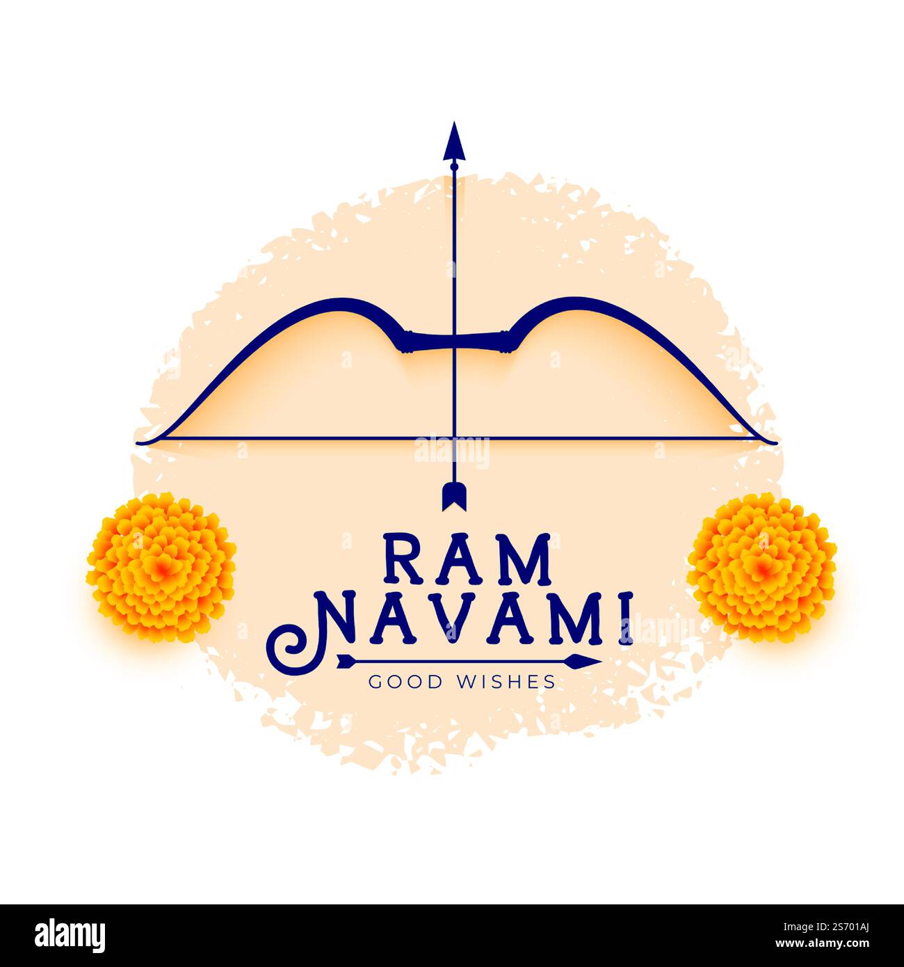shree ram navami wishes card with bow arrow and flower Stock Vector ...