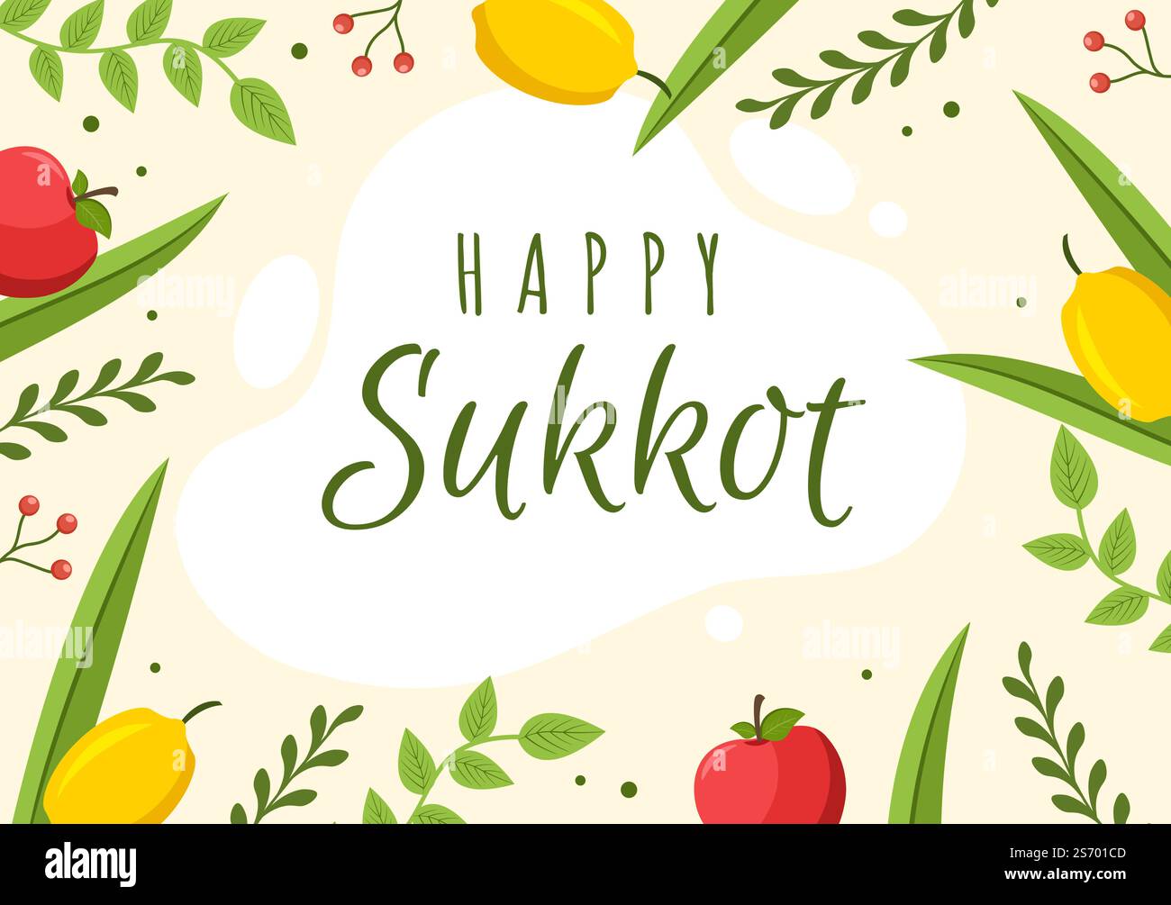 Happy Jewish Holiday Sukkot Hand Drawn Cartoon Flat Illustration with ...
