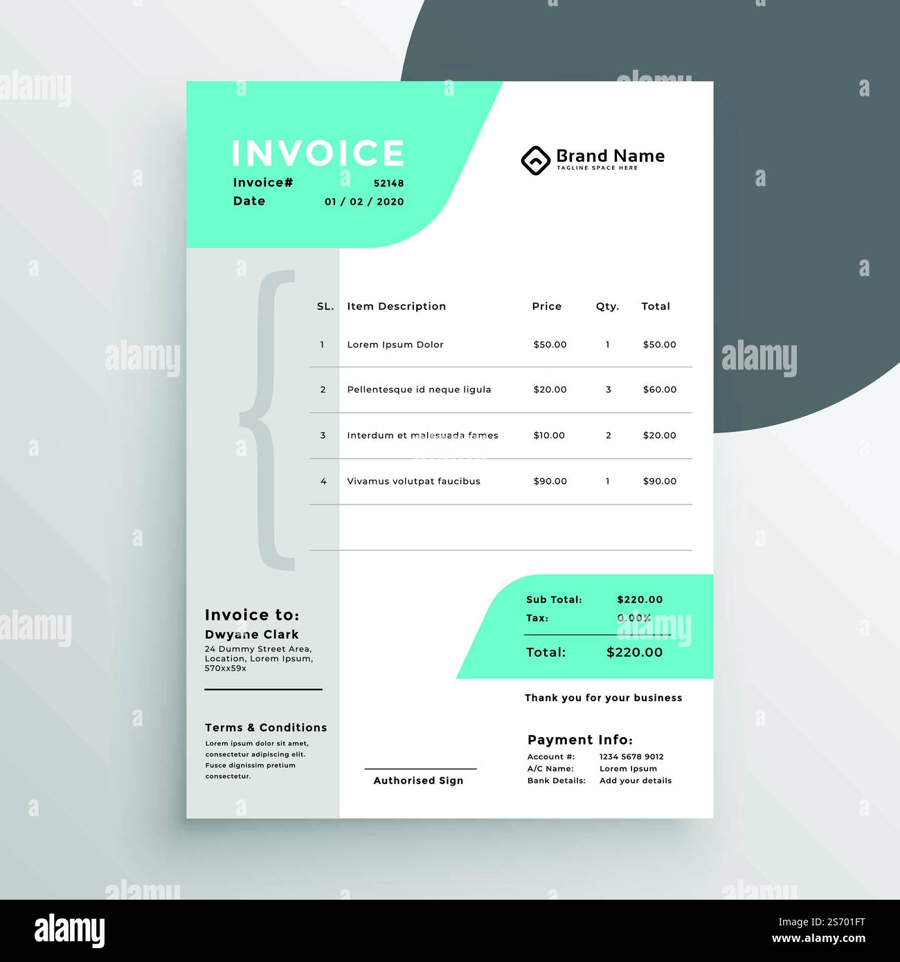 creative modern invoice template design Stock Vector Image & Art - Alamy