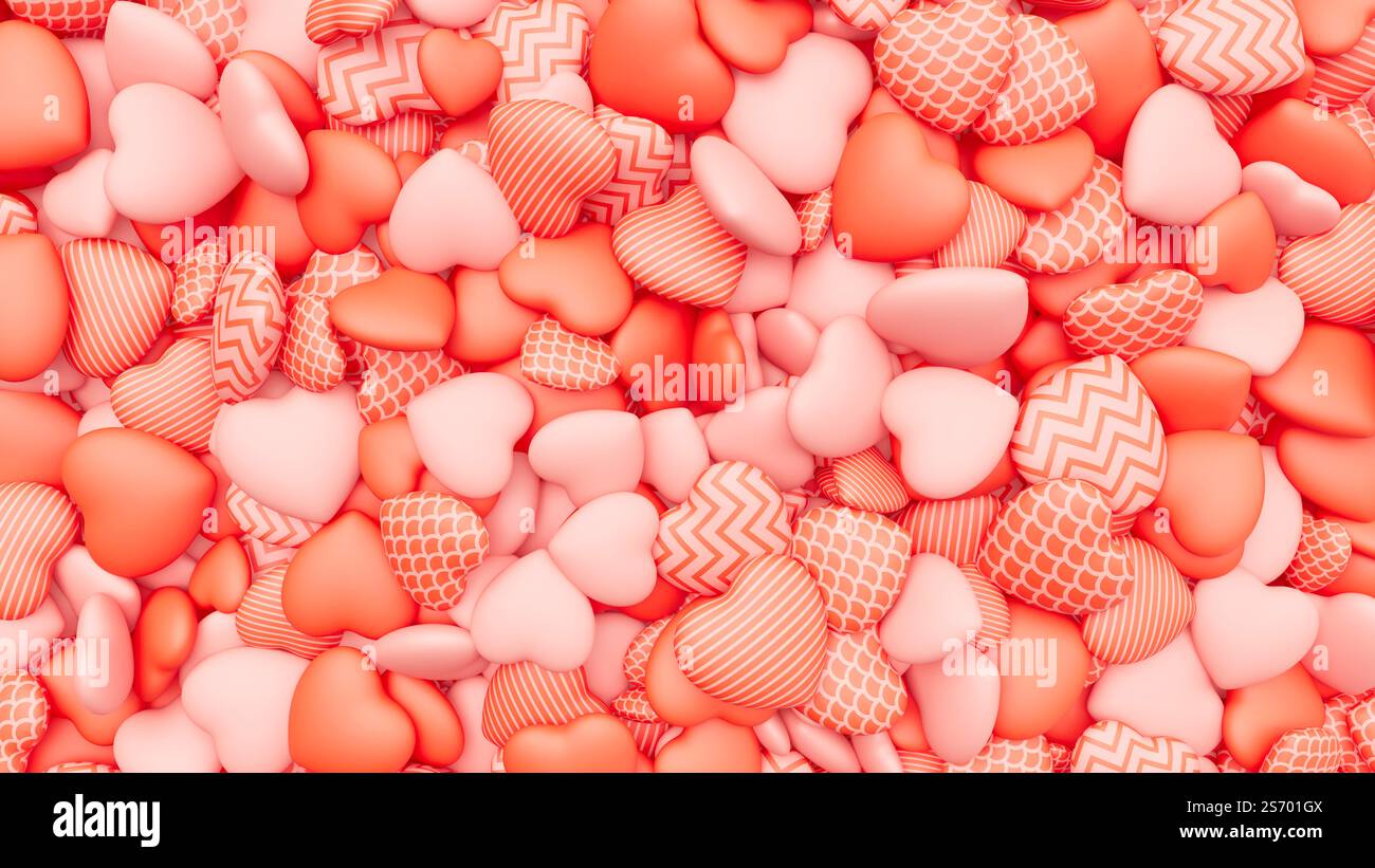 Light red textured hearts background for Valentine's Day. Pile of ...