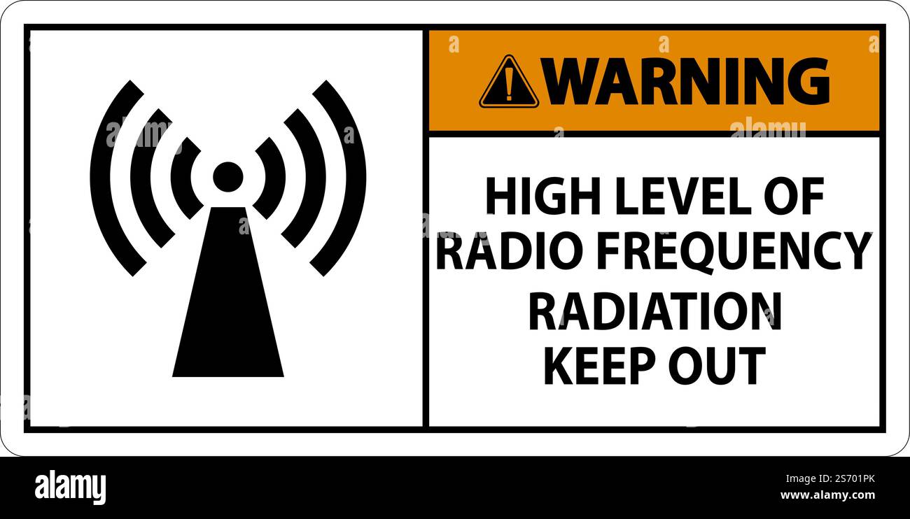 Warning High Level of RF Radiation Sign On White Background Stock ...