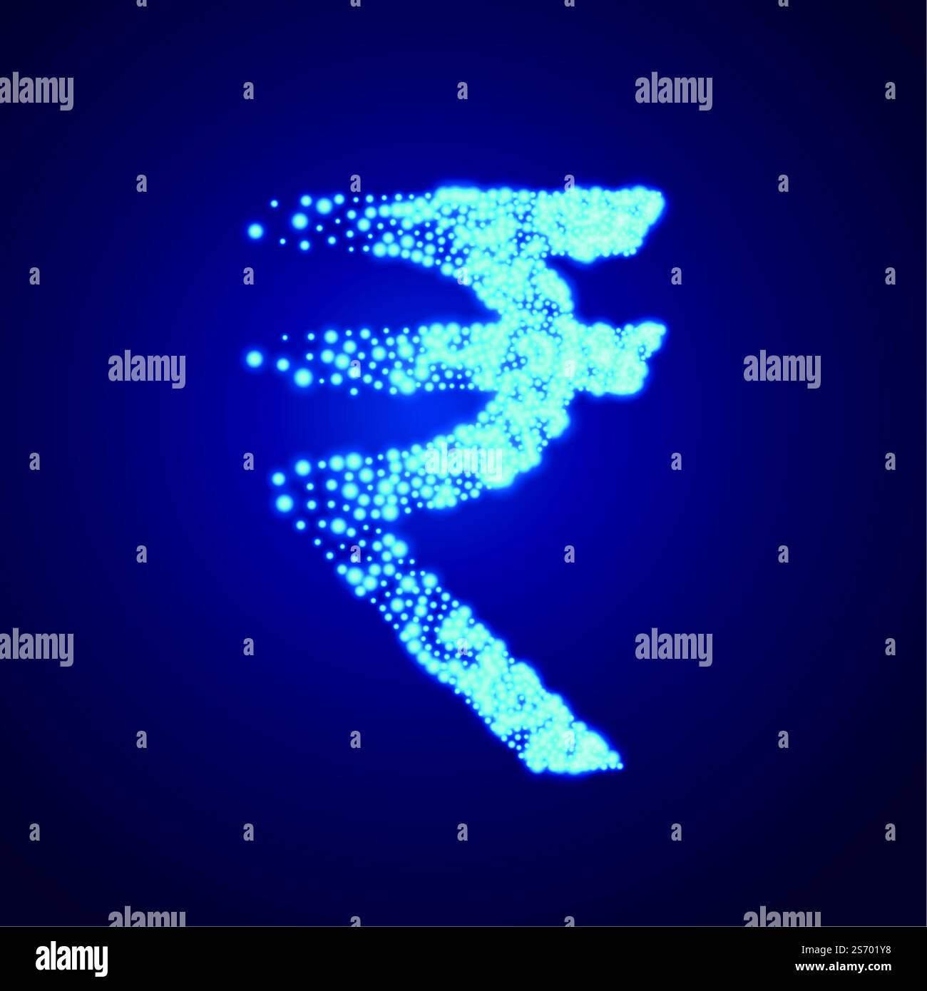 rupee symbol made with glowing blue particles effect Stock Vector Image ...