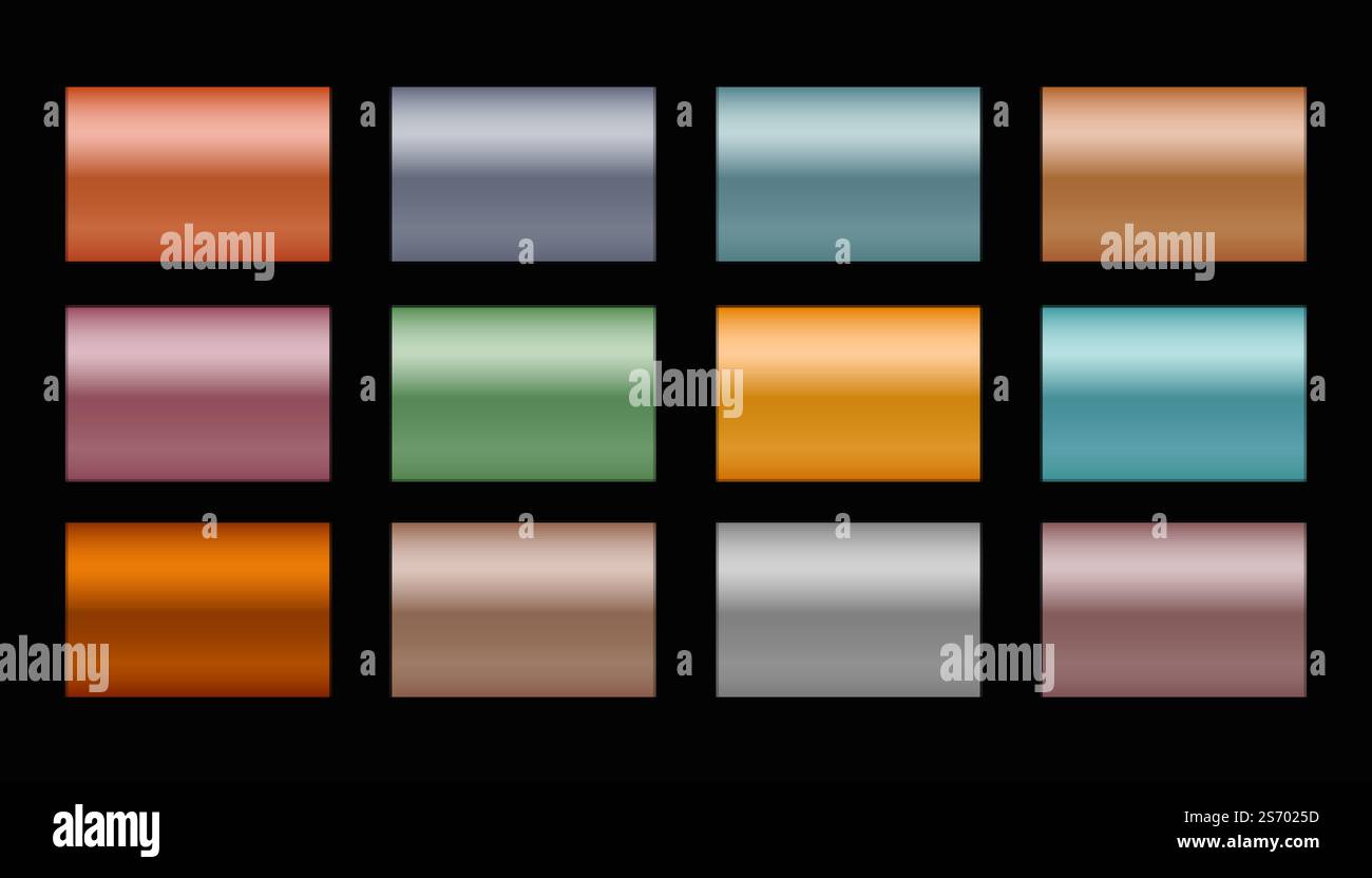 set of metal gradients in different shades and colors Stock Vector ...