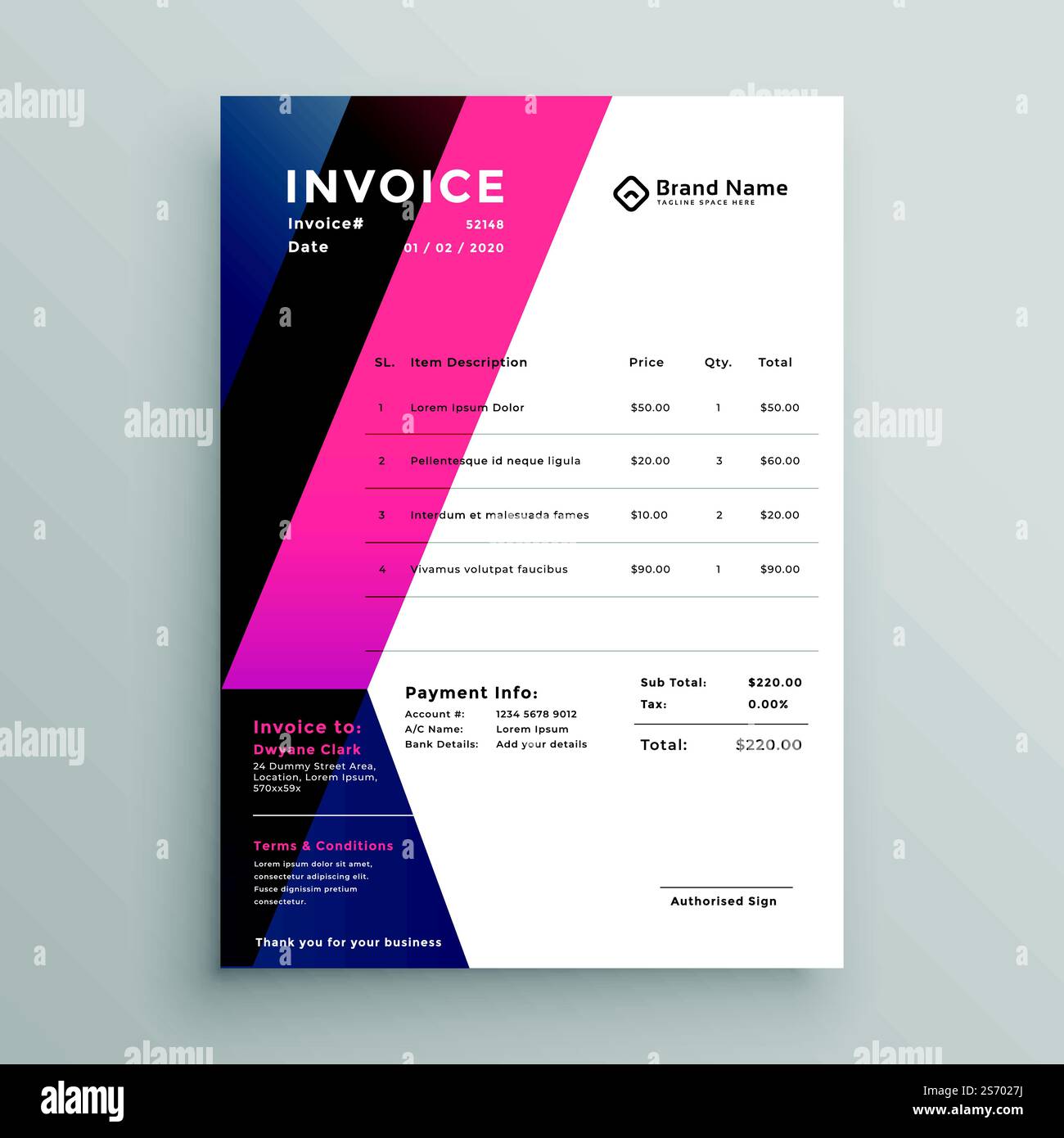 modern invoice template for your business Stock Vector Image & Art - Alamy