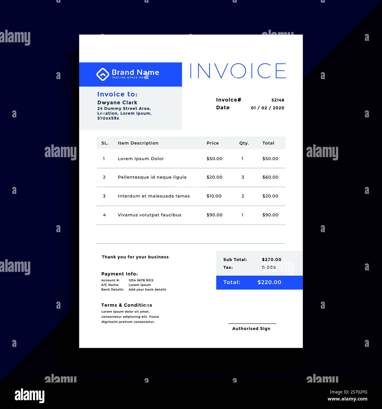 Elegant invoice design hi-res stock photography and images - Alamy