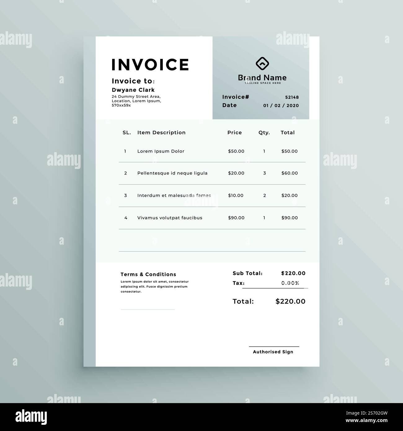 gray professional invoice template design Stock Vector Image & Art - Alamy