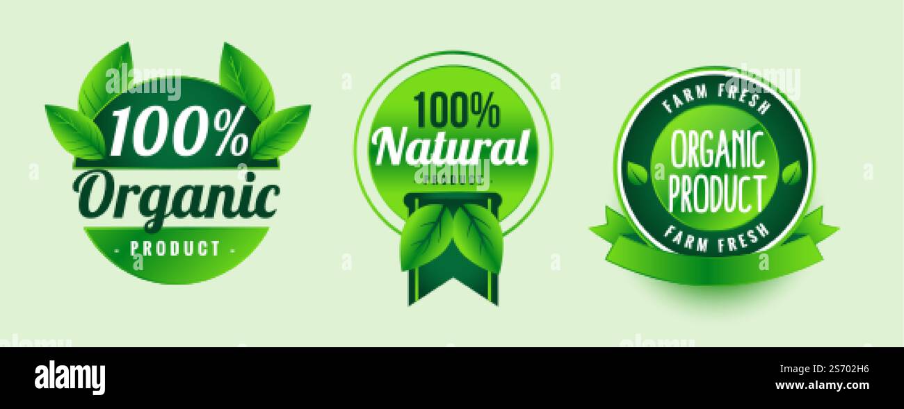 natural organic product green labels design Stock Vector Image & Art ...