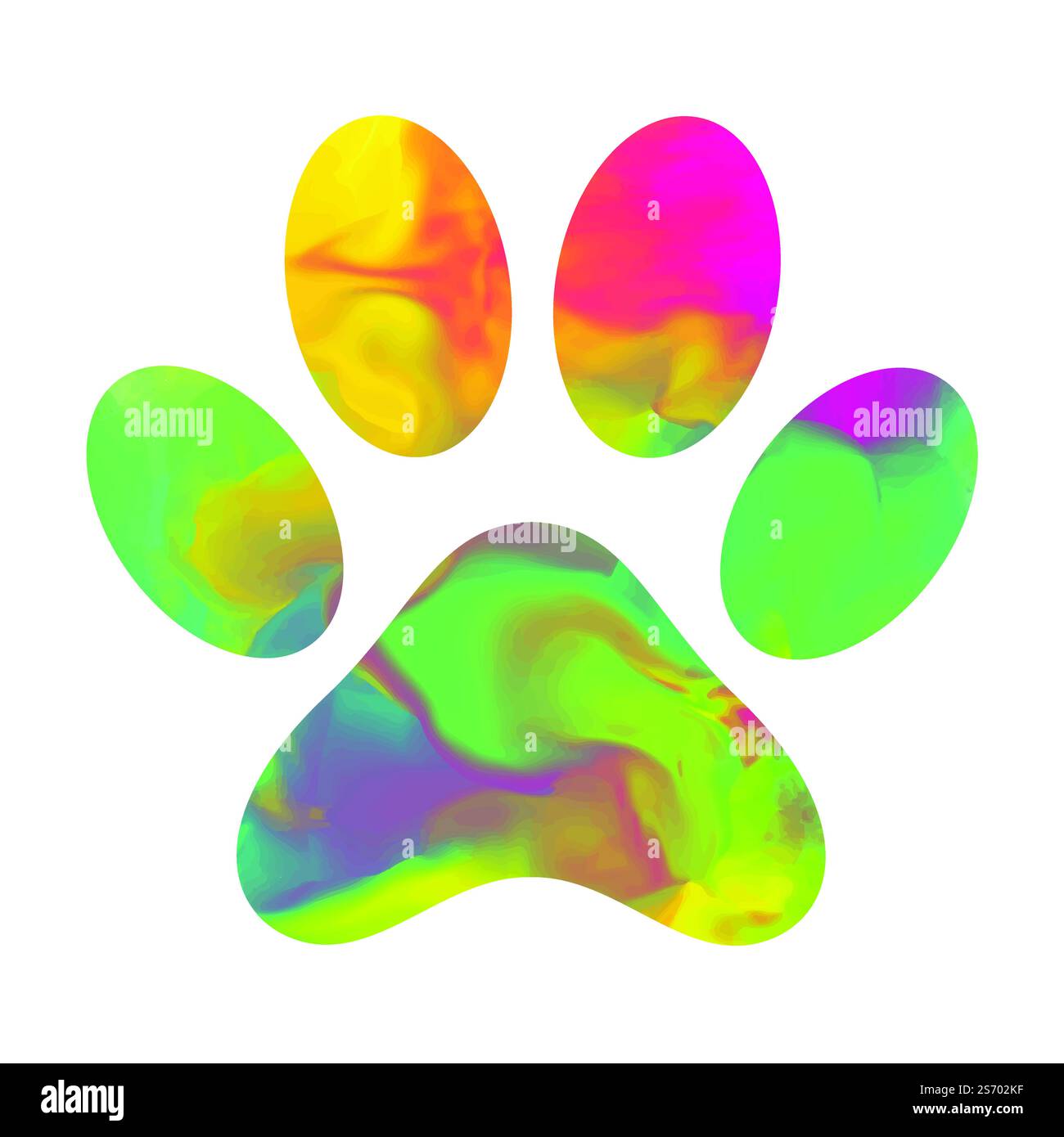 watercolor colorful paw print of dog and cat Stock Vector Image & Art ...