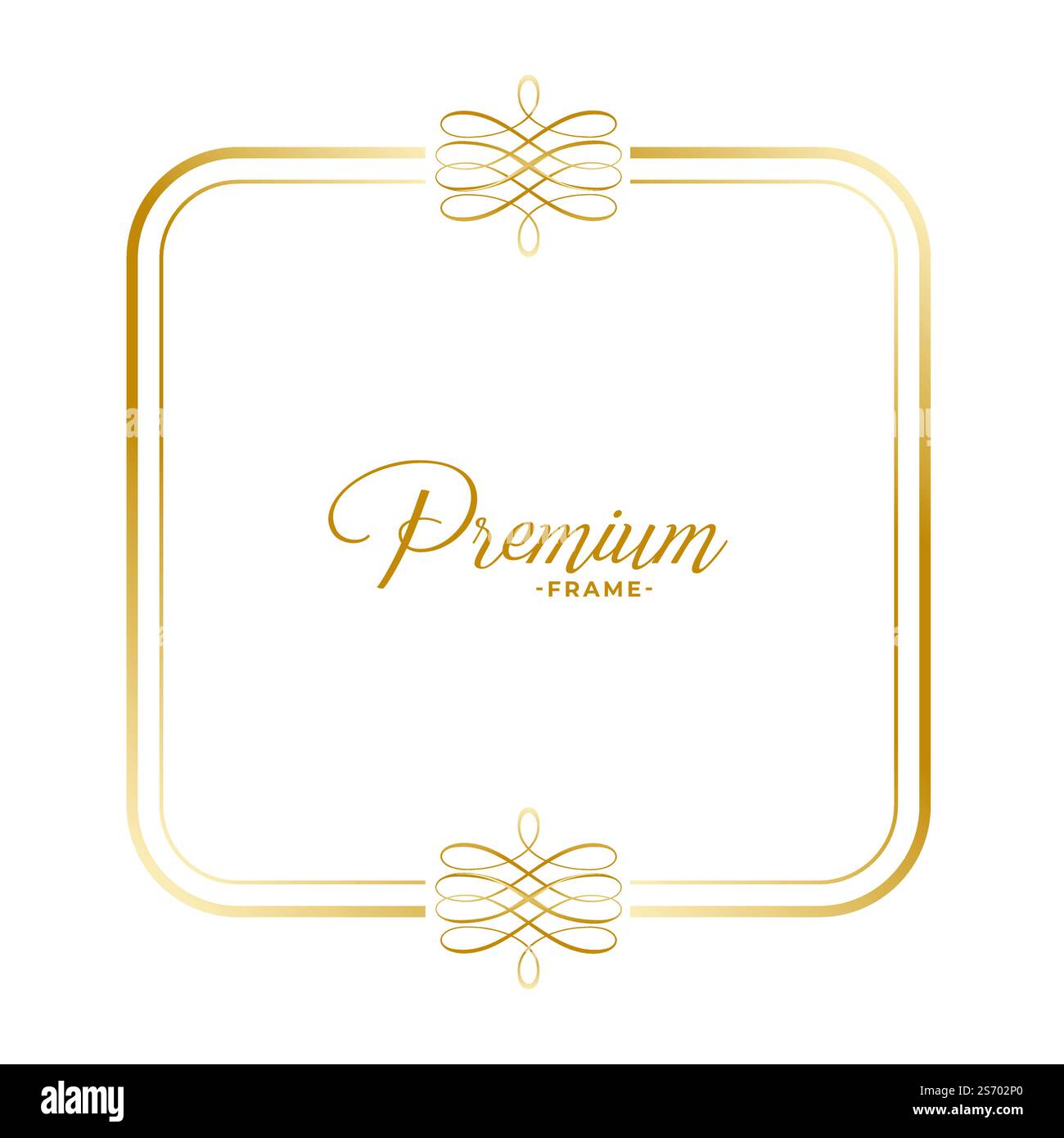 golden calligraphic ornamental frame on white background Stock Vector ...