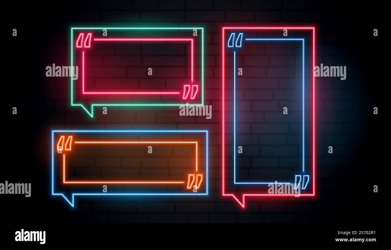 neon frame quotation boxes pack Stock Vector Image & Art - Alamy