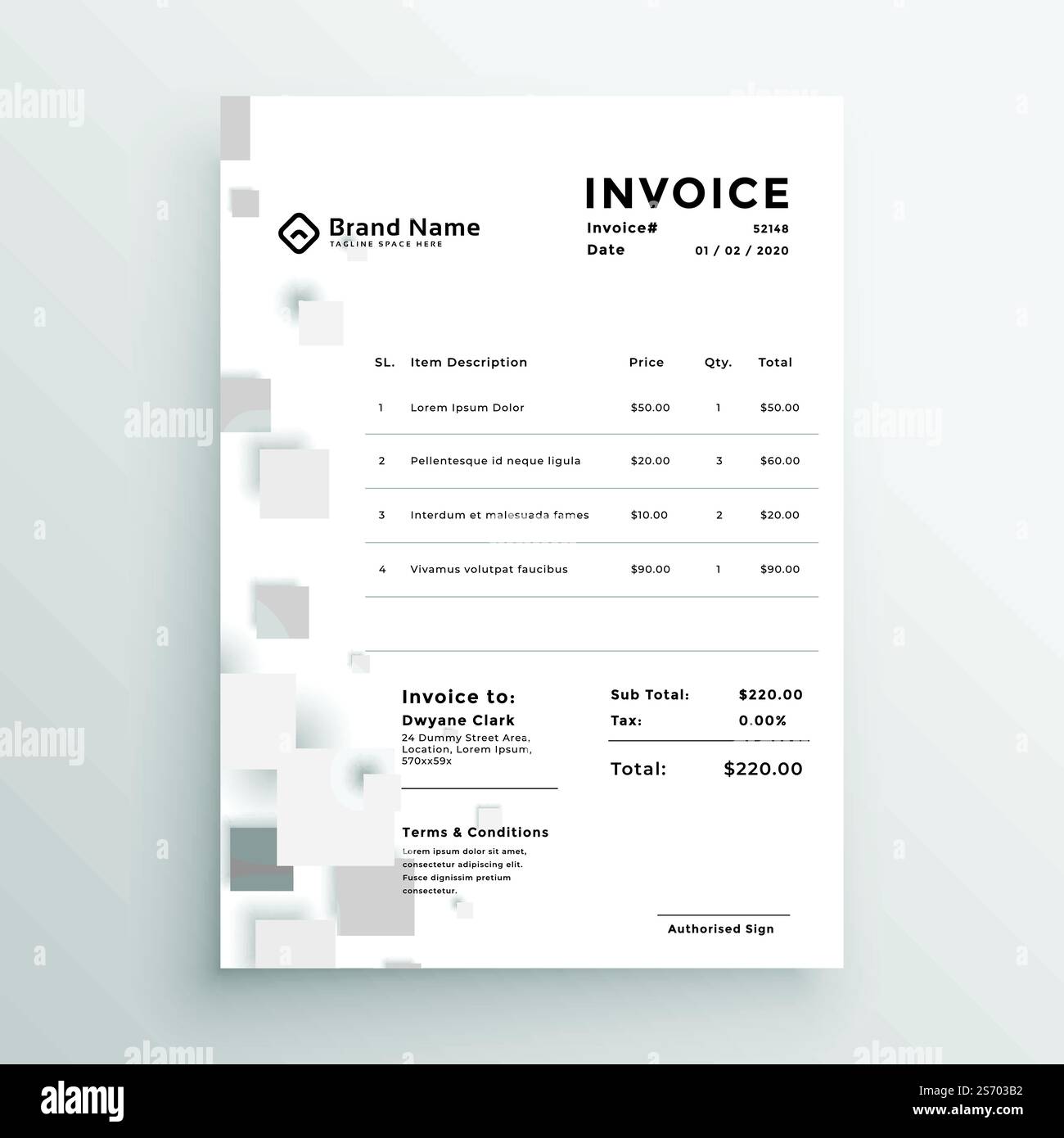 Minimal invoice template hi-res stock photography and images - Alamy