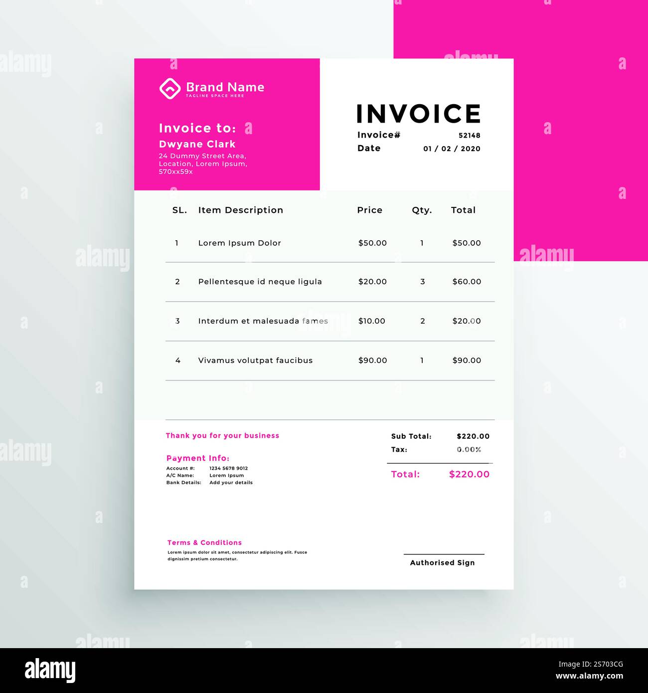 simple minimal style invoice template Stock Vector Image & Art - Alamy