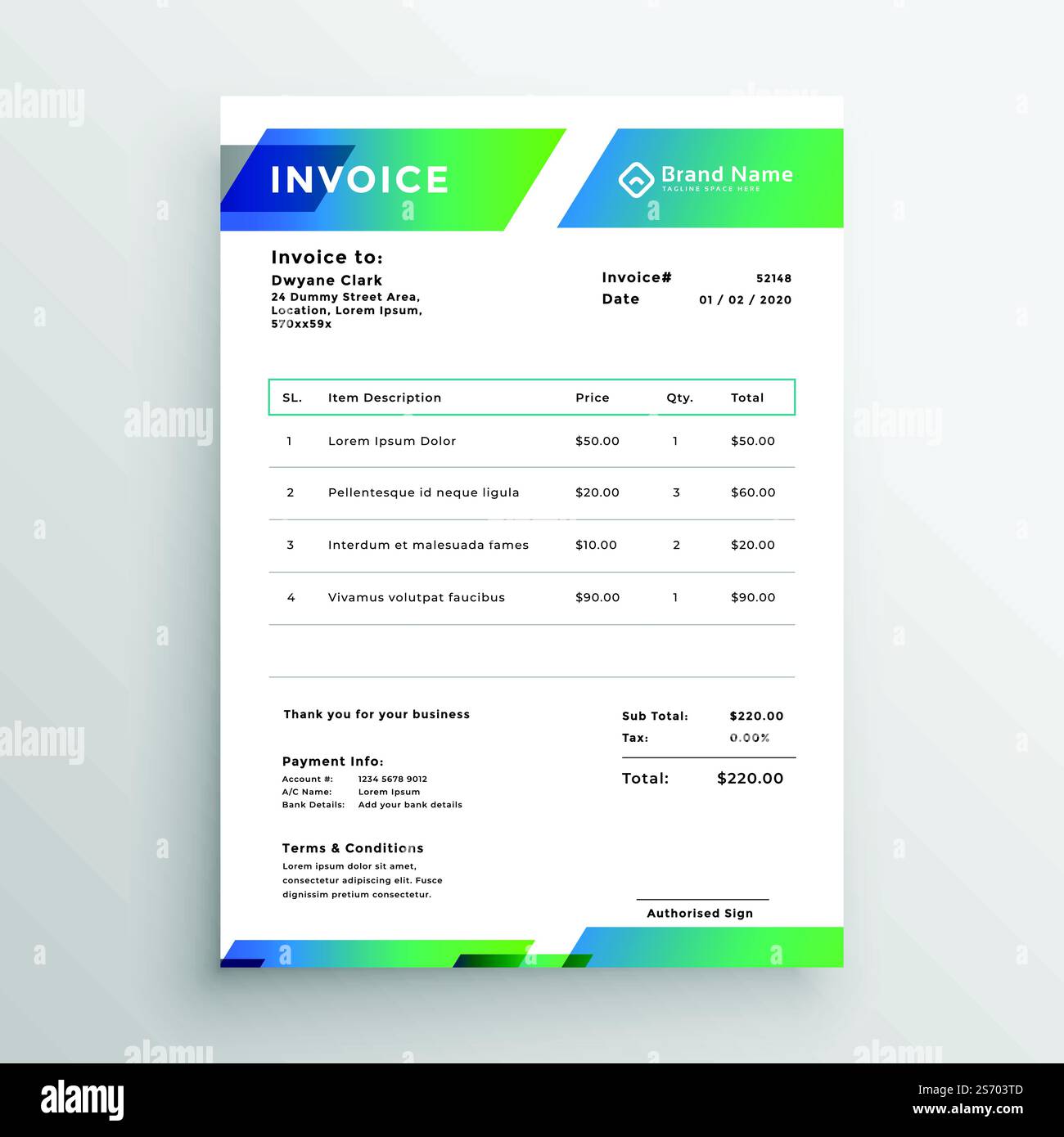stylish modern invoice template design Stock Vector Image & Art - Alamy