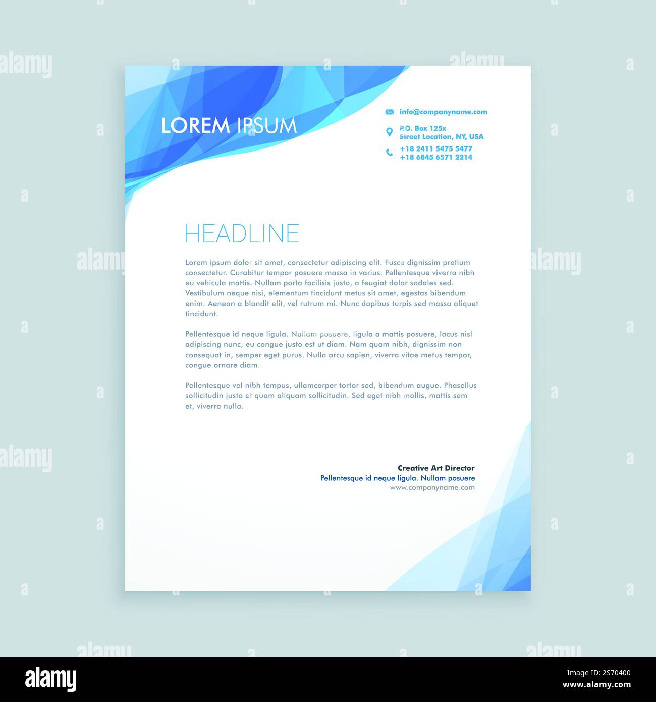 creative blue wave letterhead design Stock Vector Image & Art - Alamy