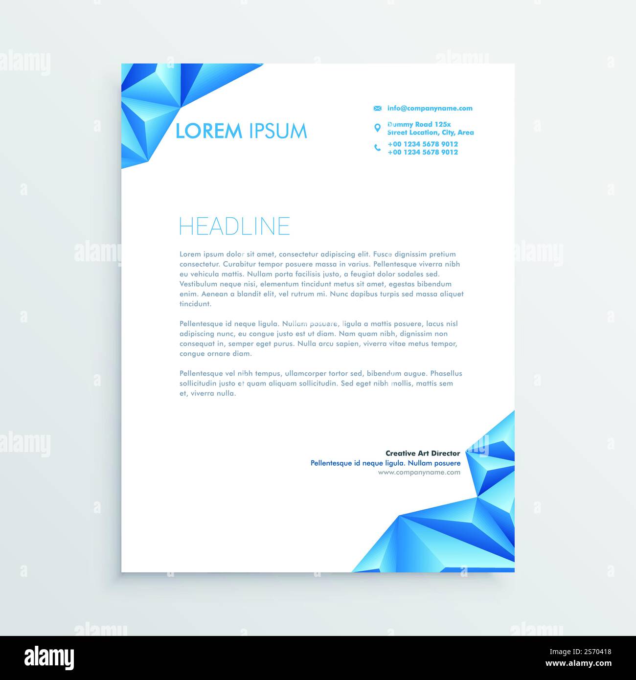 abstract blue triangle style letterhead design Stock Vector Image & Art ...