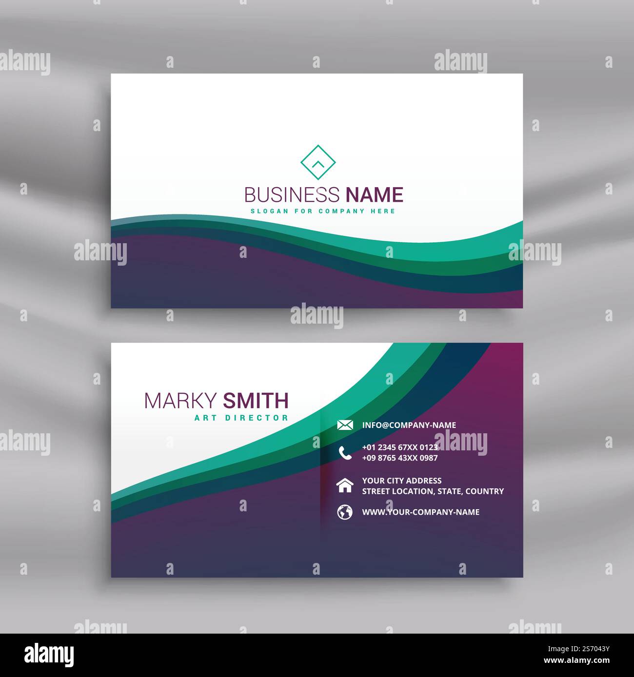 stylish modern wavy business card design Stock Vector Image & Art - Alamy