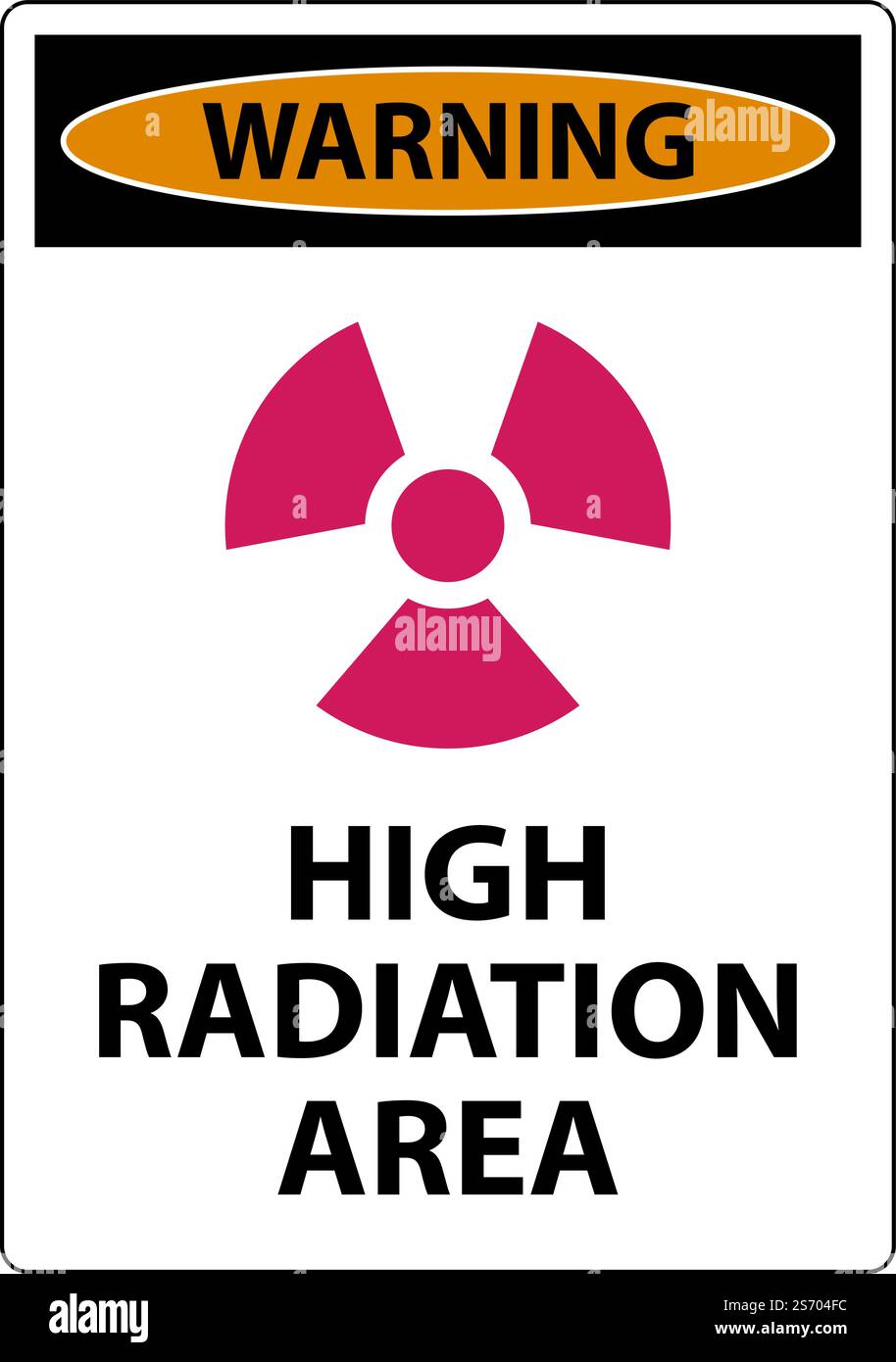 Warning High Radiation Area Sign on white background Stock Vector Image ...