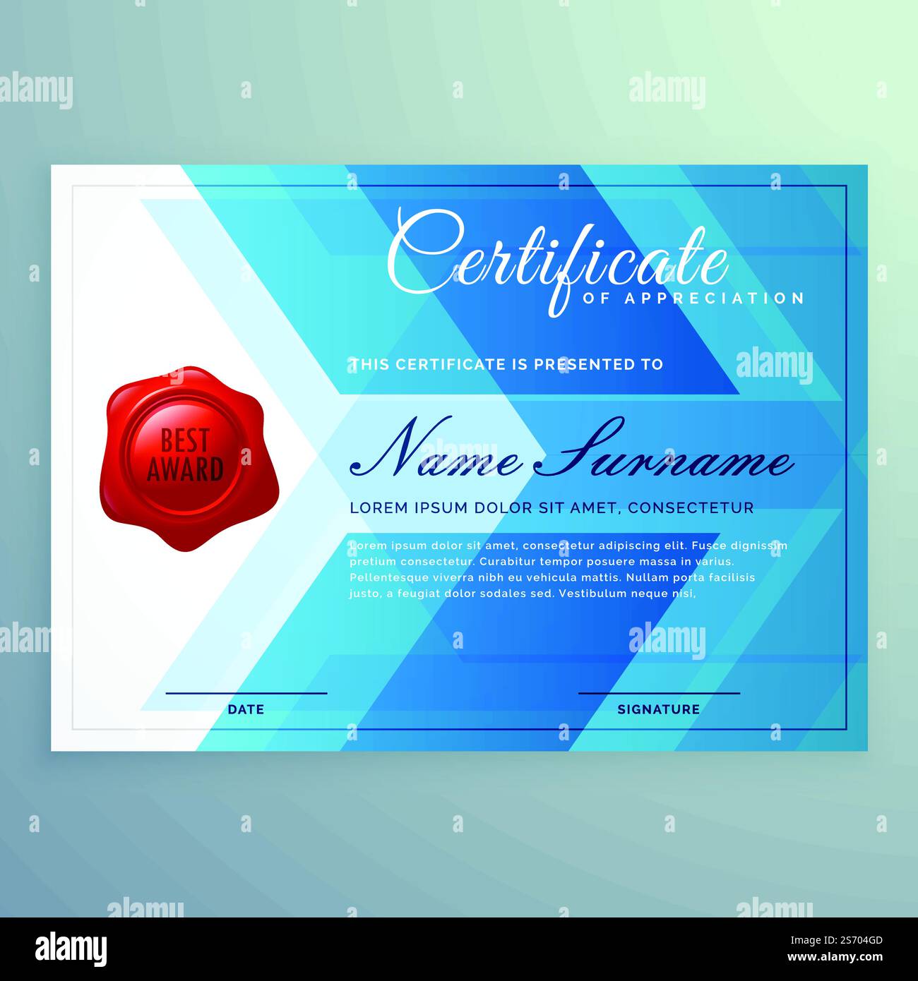 diploma certificate template made with abstract blue shapes Stock ...