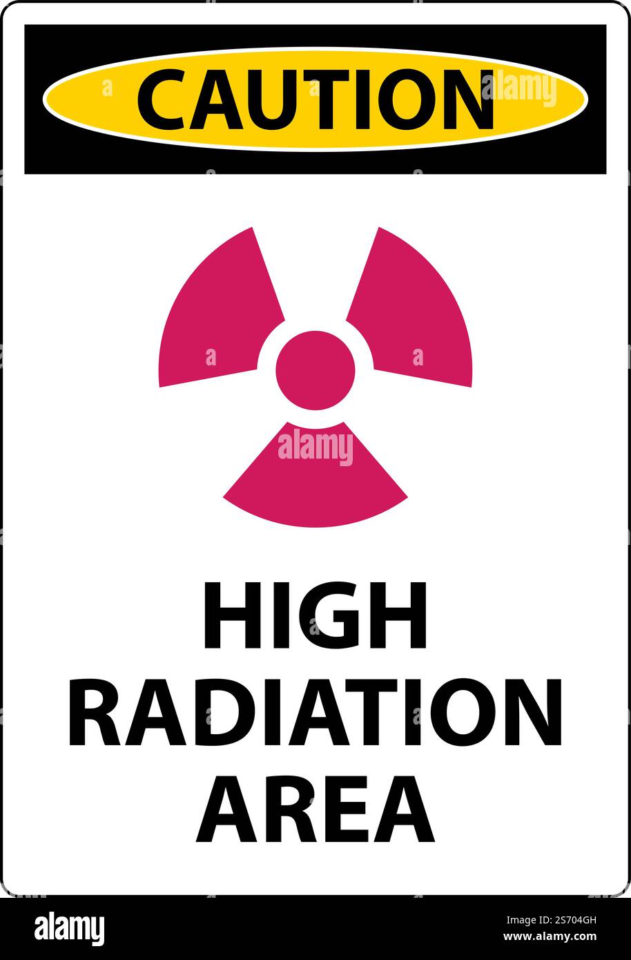 Caution High Radiation Area Sign on white background Stock Vector Image ...