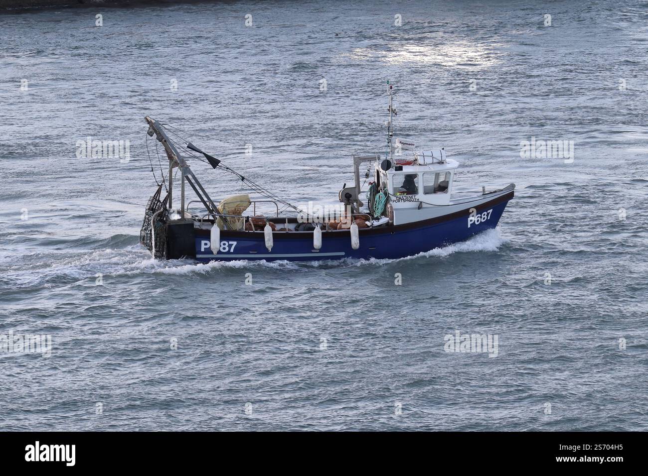 The fishing vessel CASTANET heading towards the Camber Docks Stock ...