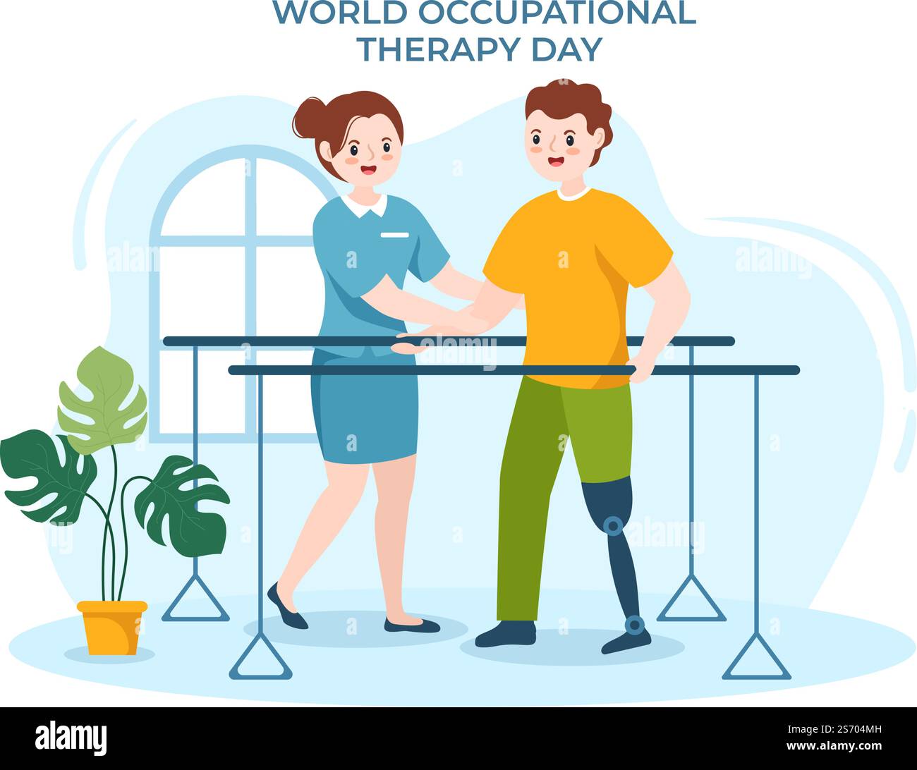 World Occupational Therapy Day Celebration Hand Drawn Cartoon Flat ...