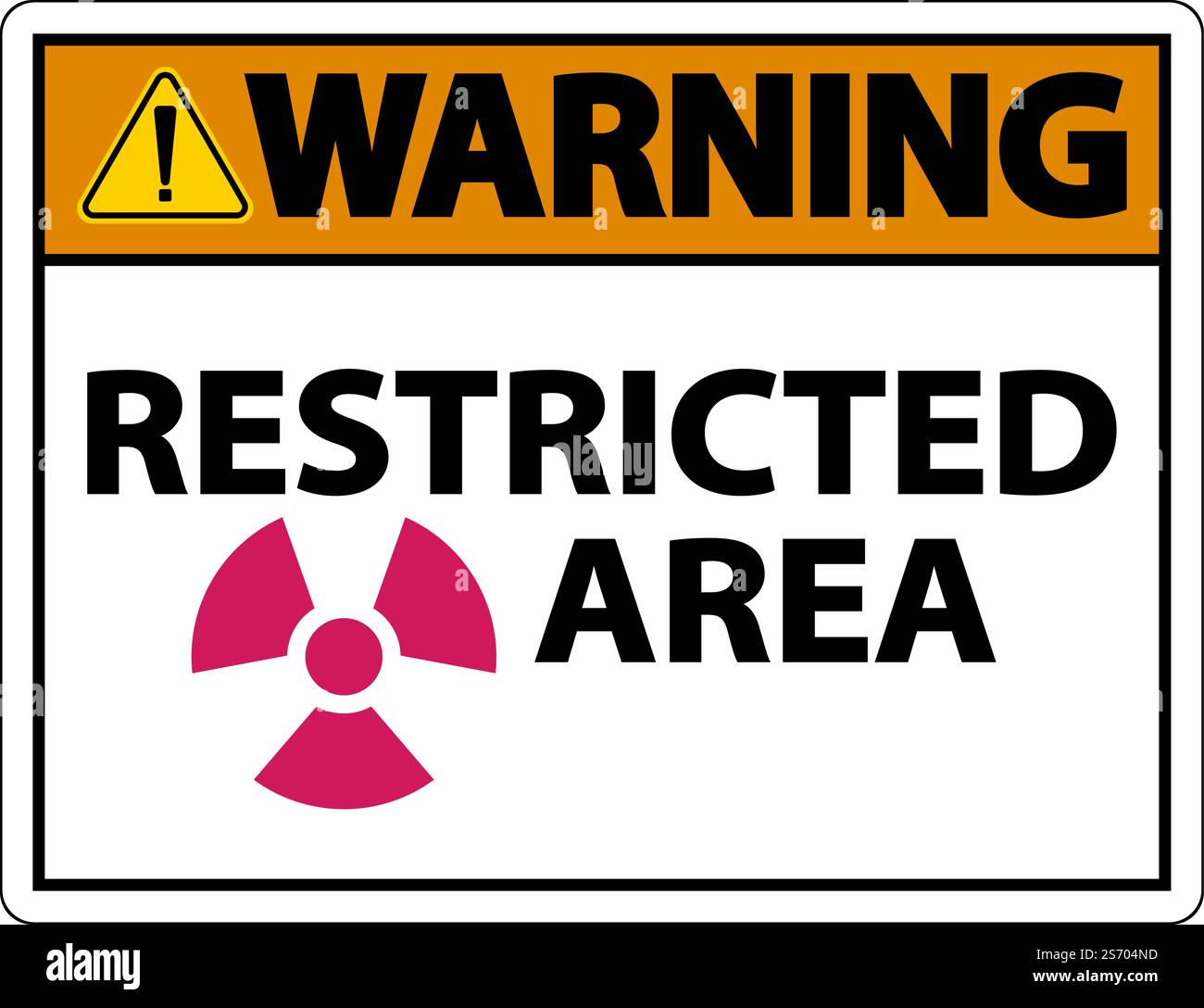 Warning Restricted Area Sign On White Background Stock Vector Image ...