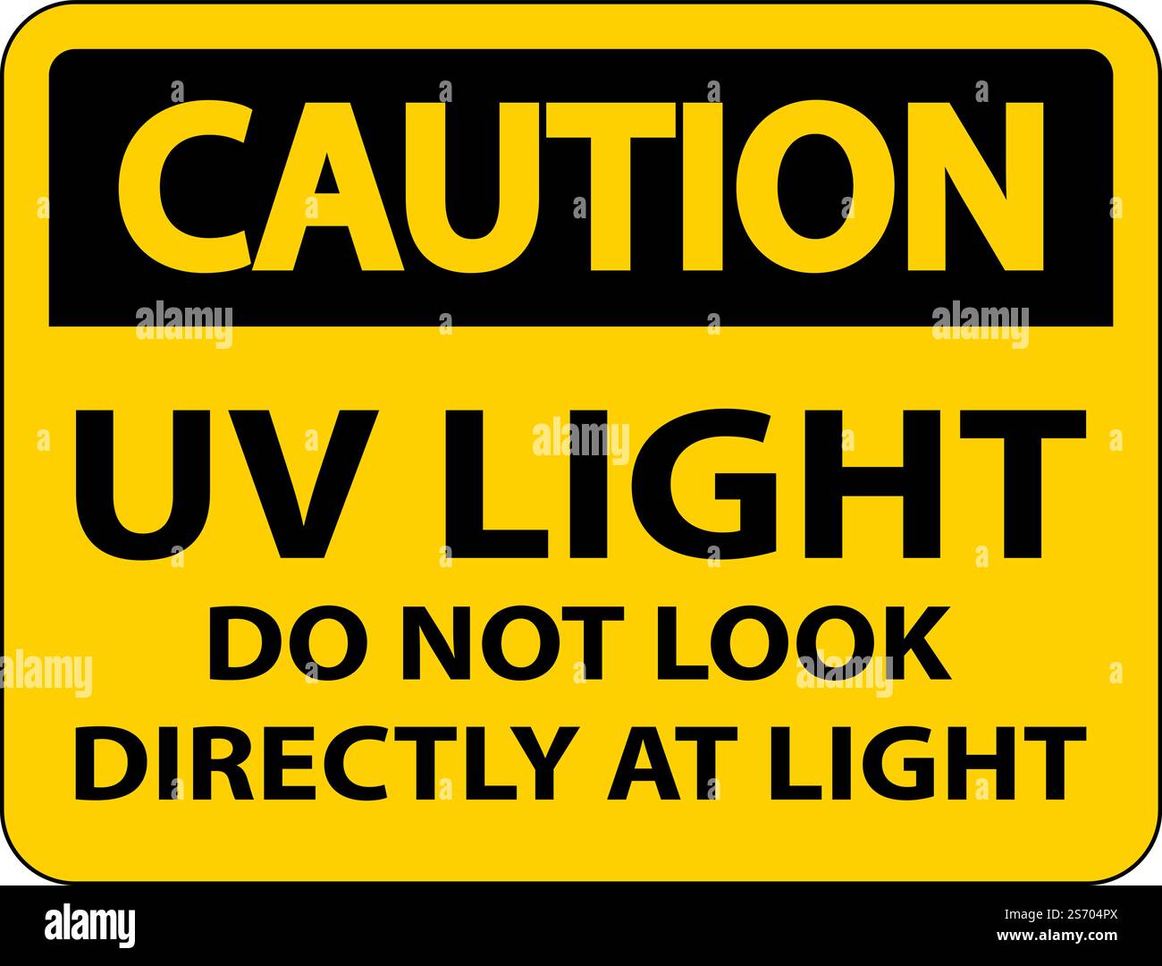 UV Light Do Not Look Directly At Light Sign On White Background Stock ...