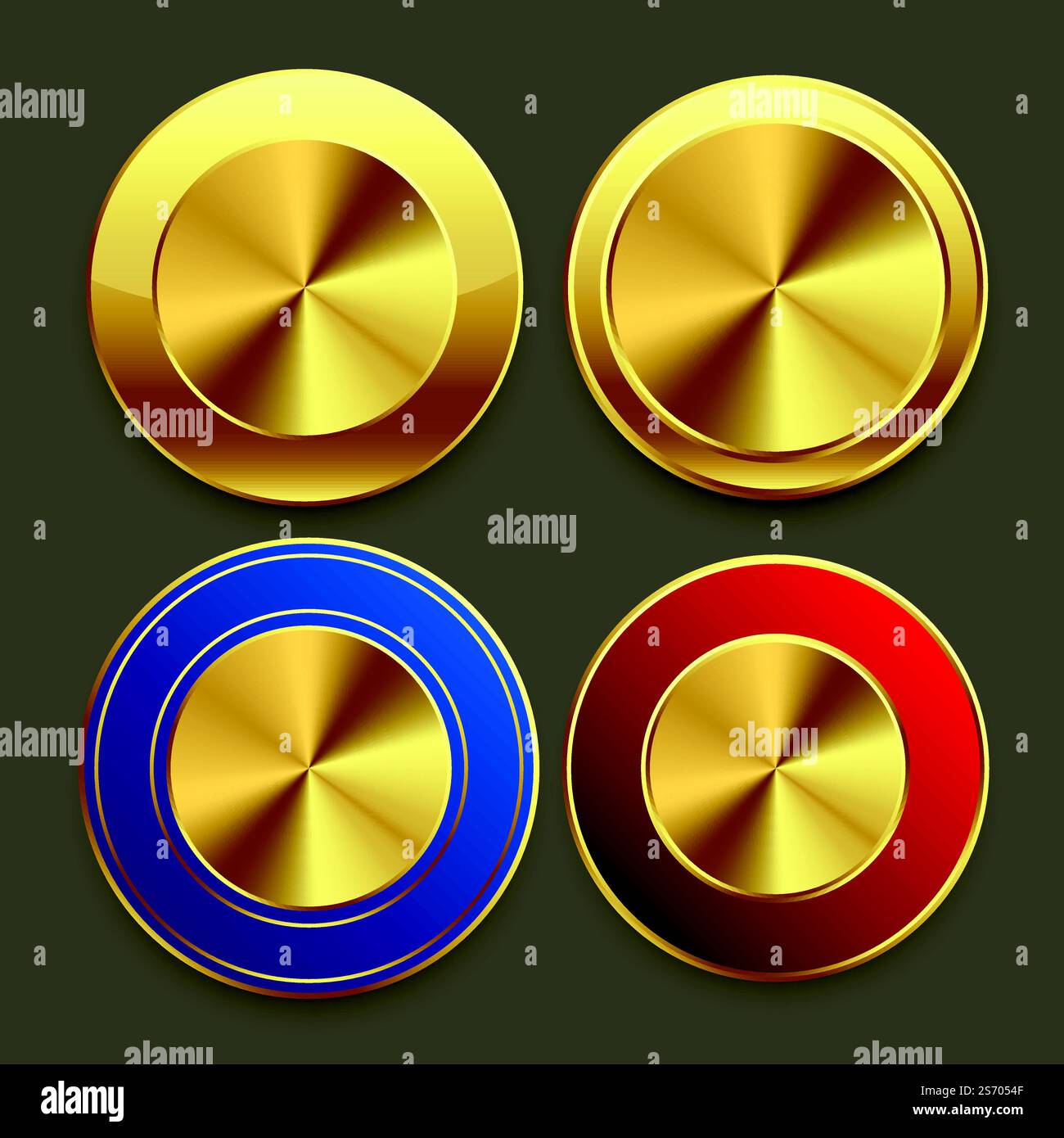premium golden metal circular buttons set Stock Vector Image & Art - Alamy