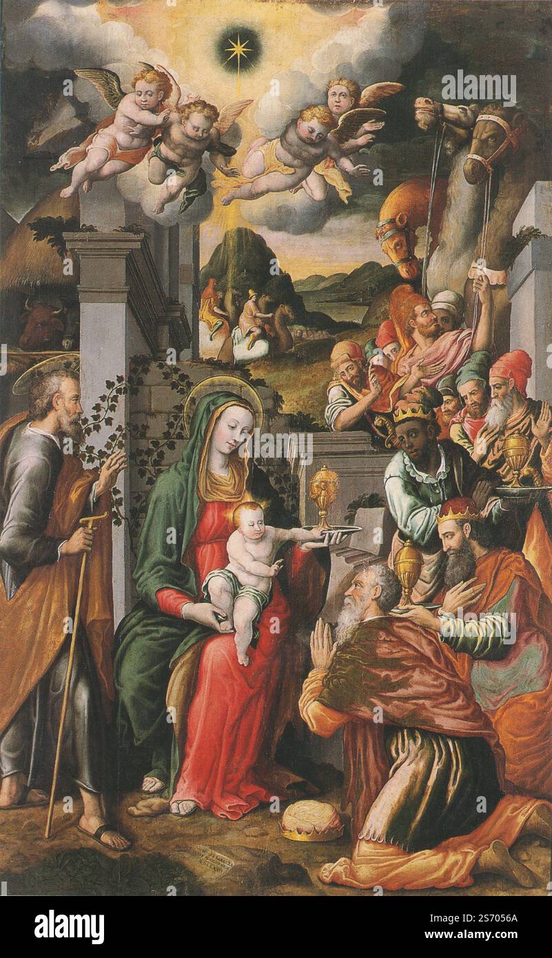 Adoration of the Magi painting by Ercole Ramazzani, 1577 Stock Photo - Alamy