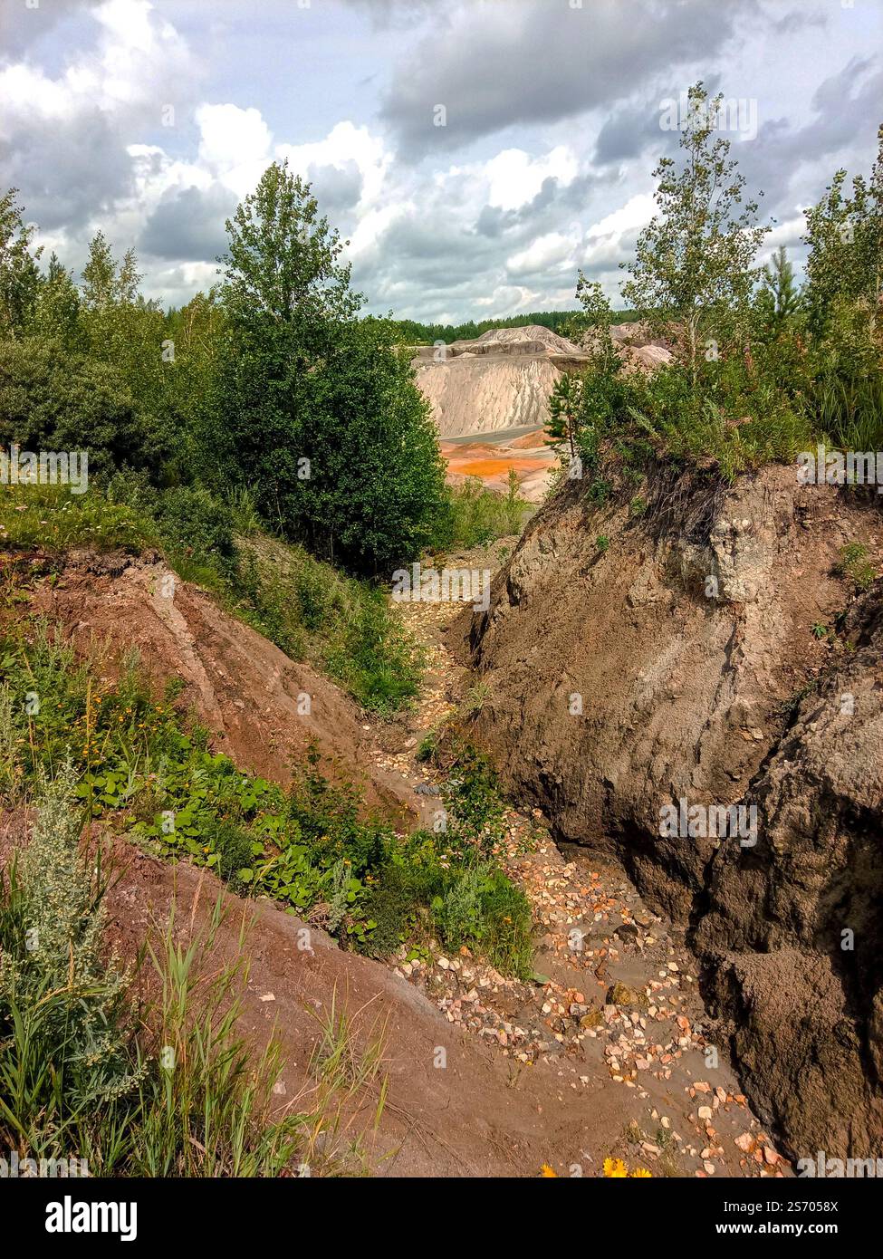 Quarry for the extraction of multi-colored clay in the Ural Mountains ...