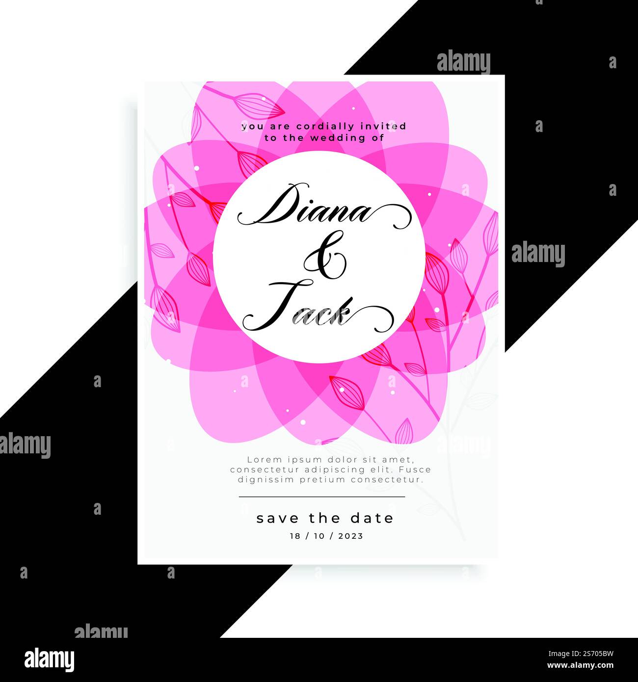 pink floral wedding card design Stock Vector Image & Art - Alamy